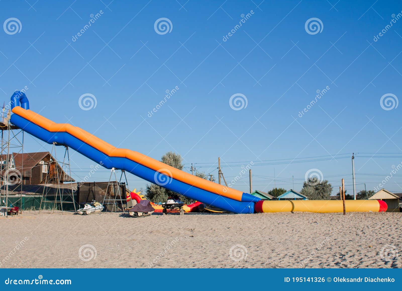 Inflatable Water Slide on the Beach Editorial Photo - Image of ...