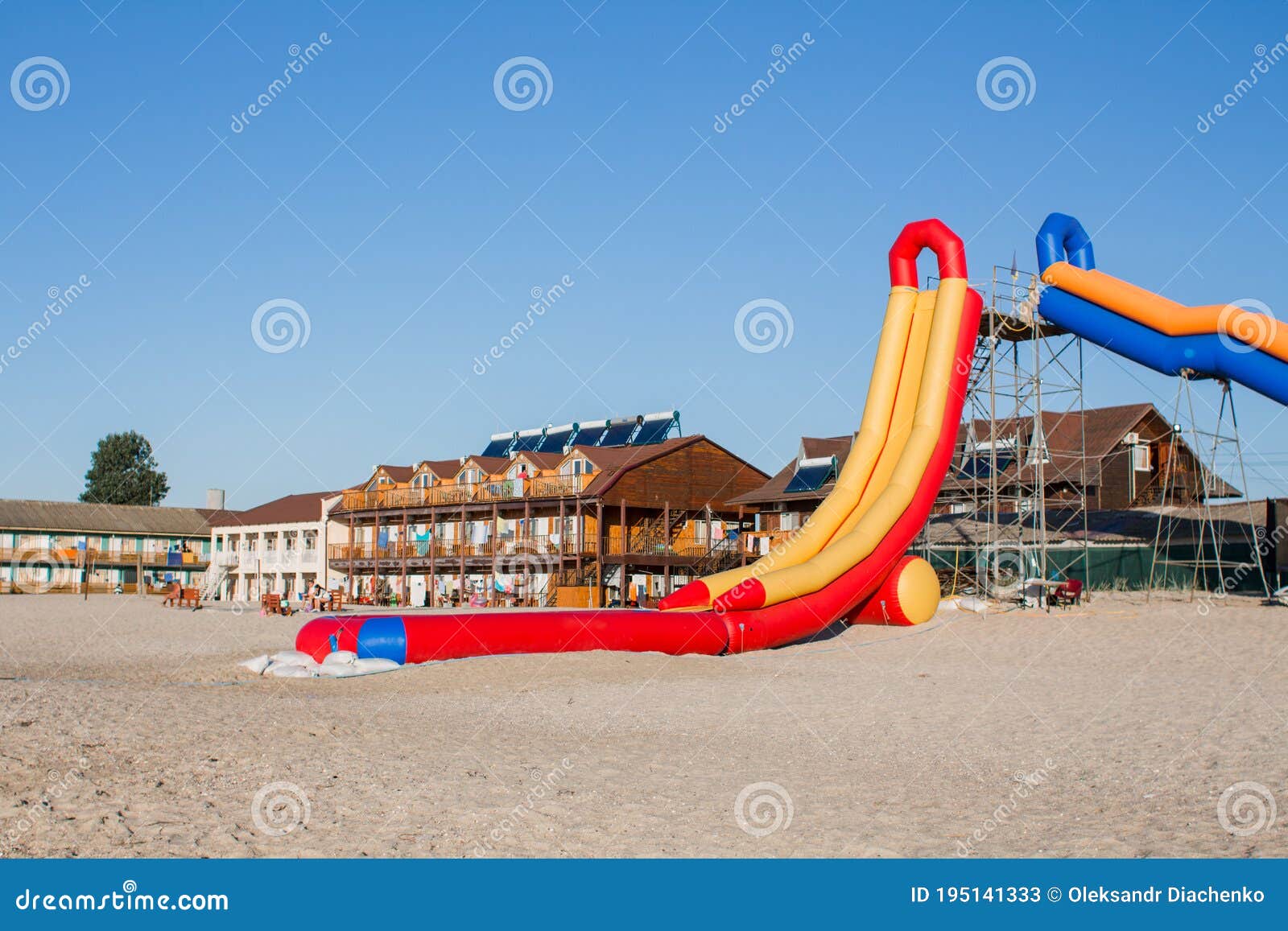 Inflatable Water Slide on the Beach Editorial Stock Photo - Image of ...