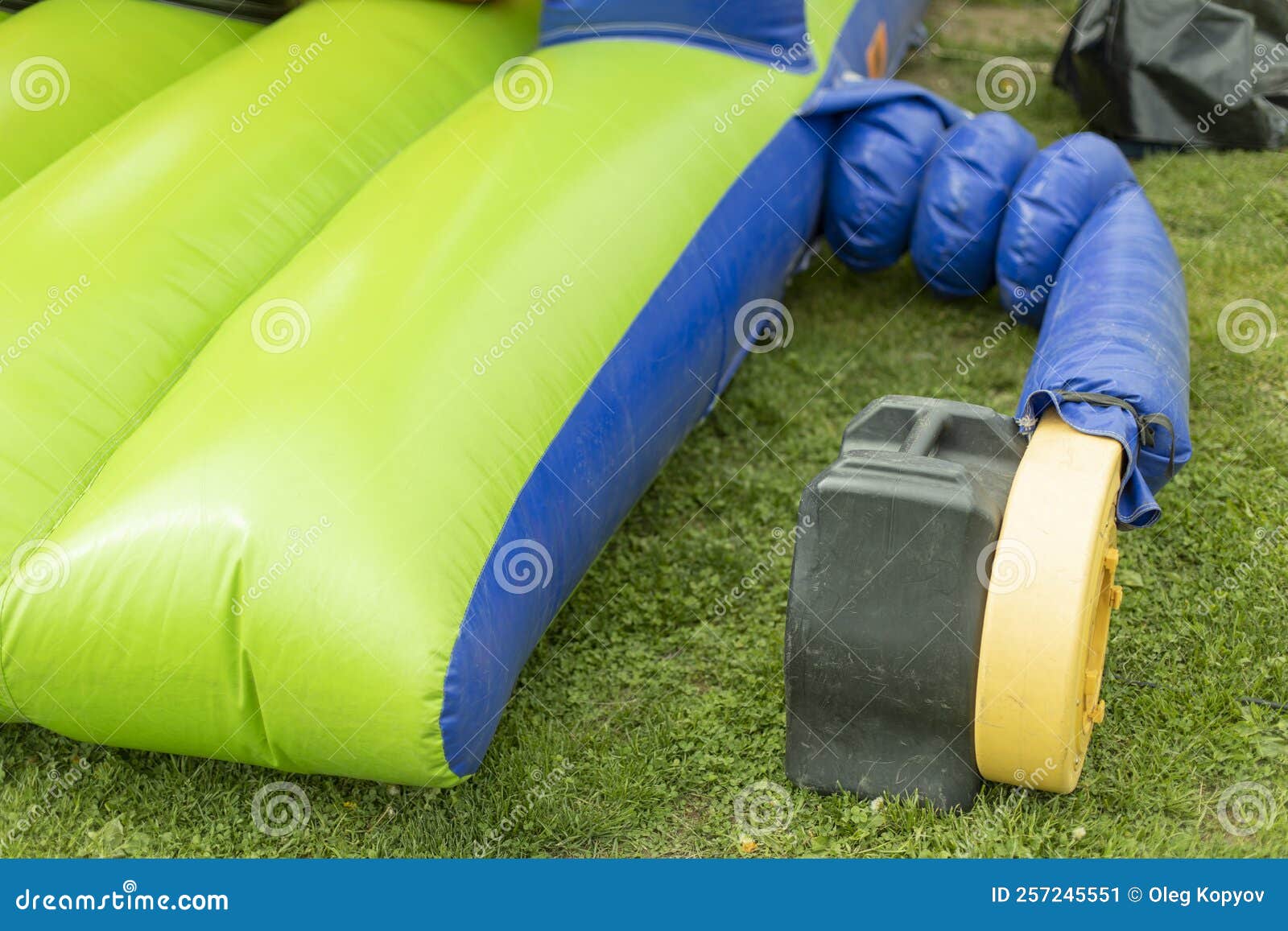 Inflate Obstacle Course Using Air Generator Stock Image - Image of ...