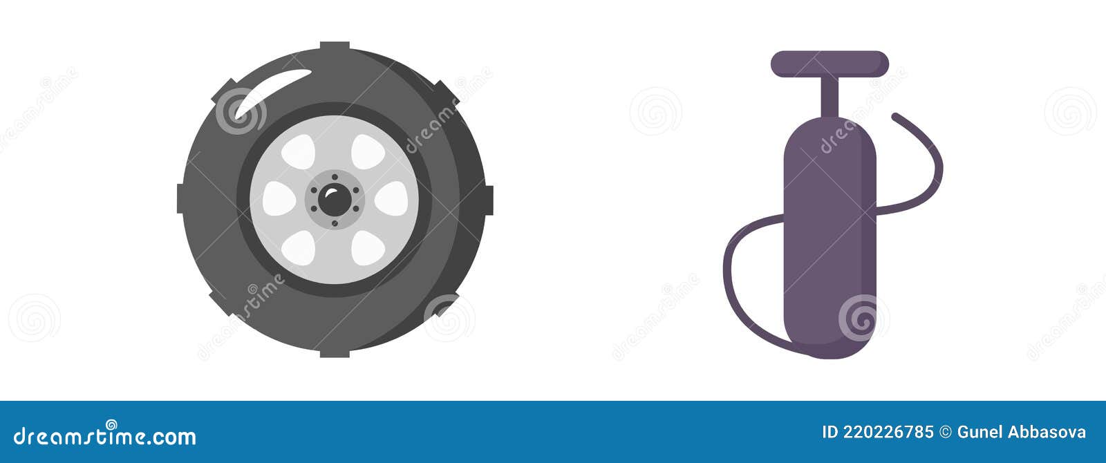 Inflate Tire, Car Wheel Clip Art Set. Inflate Tire, Car Wheel Vector ...