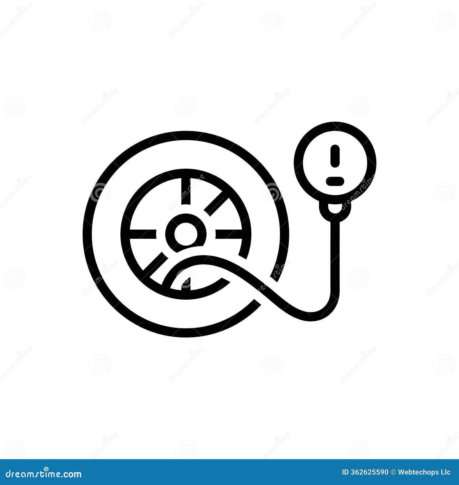 Black Line Icon for Inflate Tire, Inflate and Tyre Stock Illustration ...