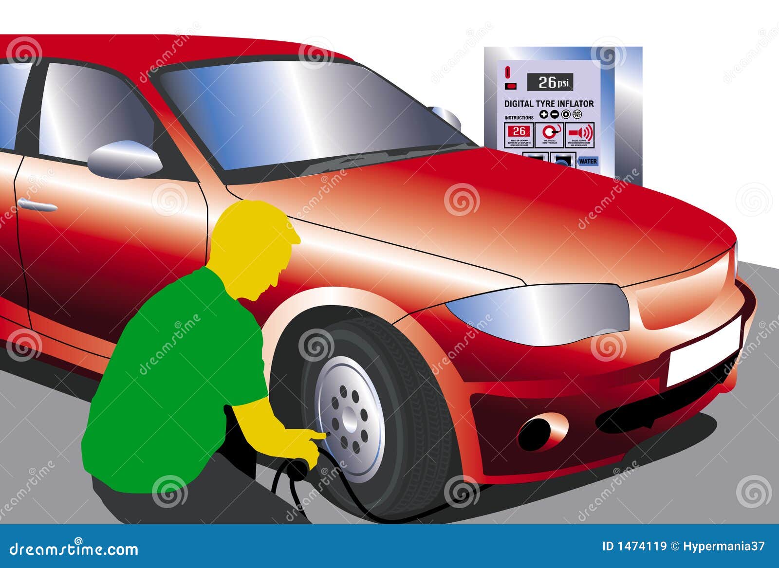 Inflate tyres stock vector. Illustration of fixing, control - 1474119