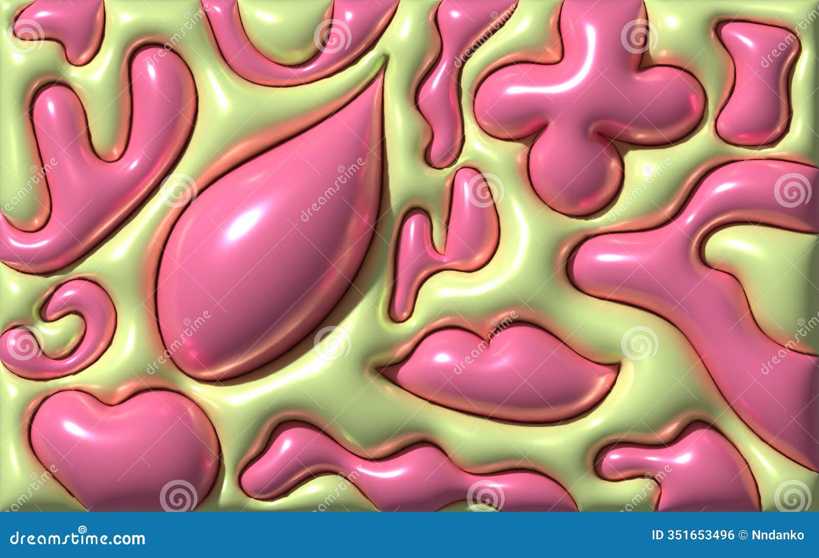 Inflated Pink Figures with Shiny Soft Surface, 3D Rendering ...