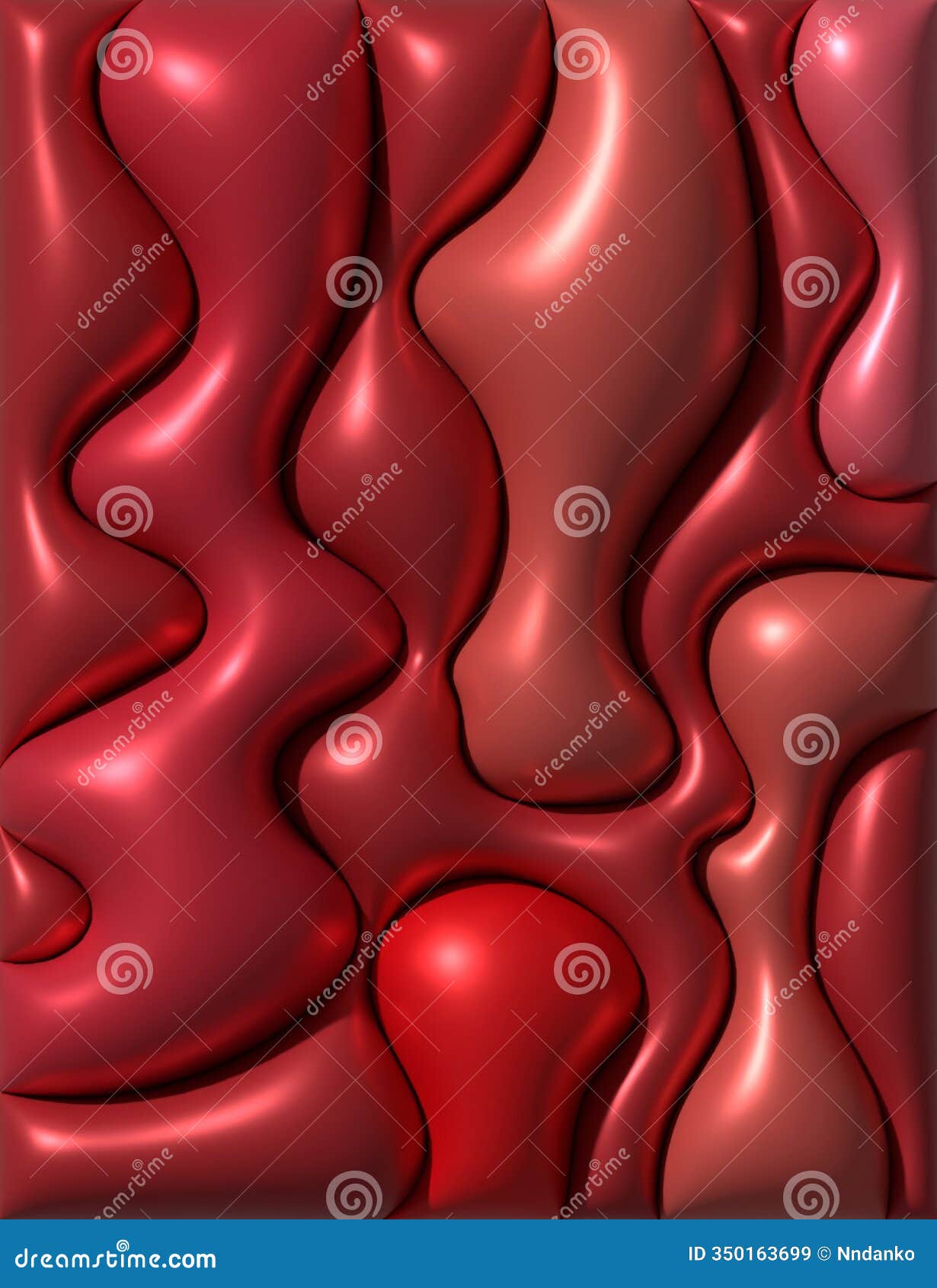 Inflated Red Figures with Shiny Soft Surface, 3D Rendering Illustration ...
