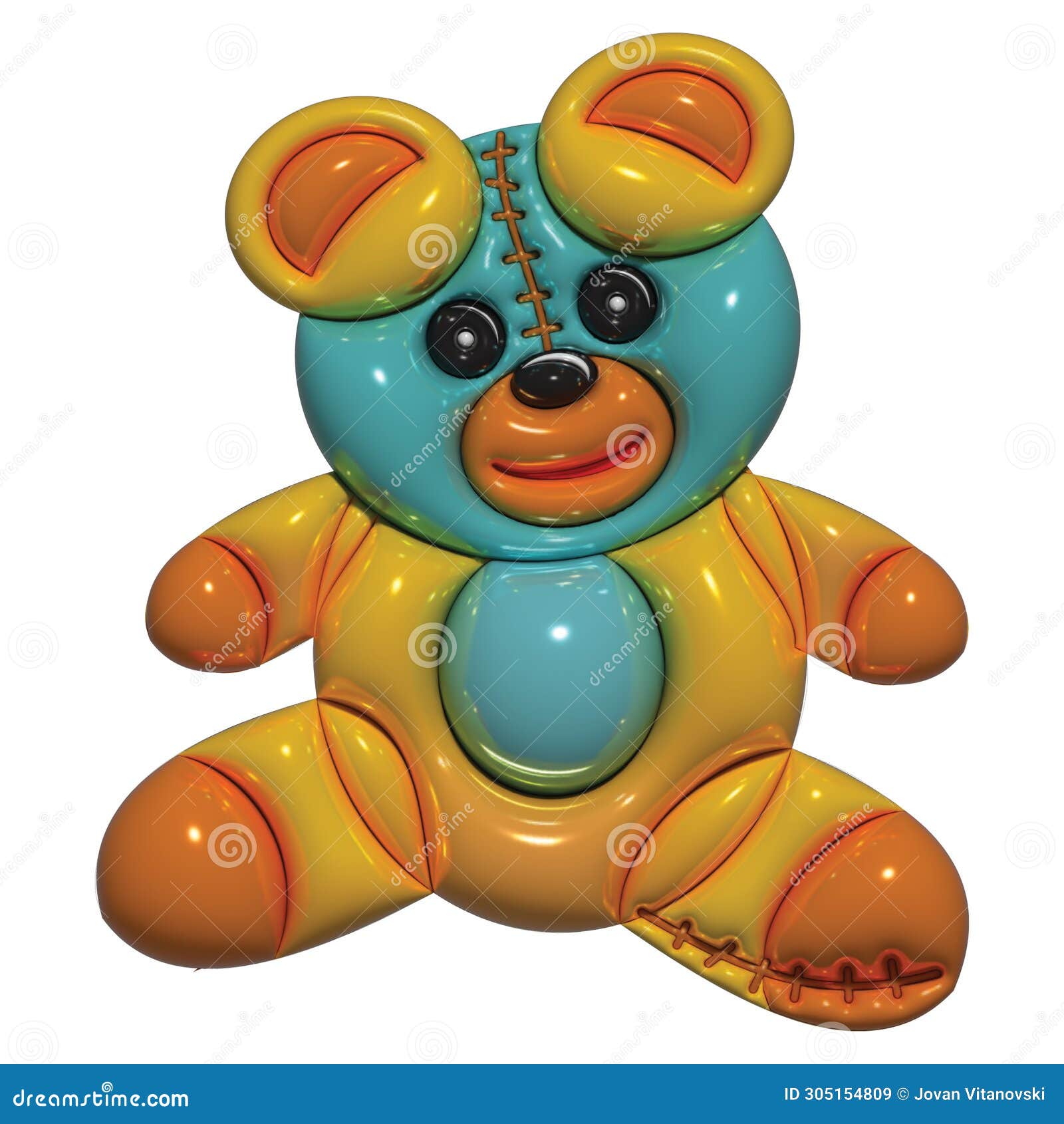 Inflated Teddy Bear Toy with Plasticine Effect. Stock Illustration ...