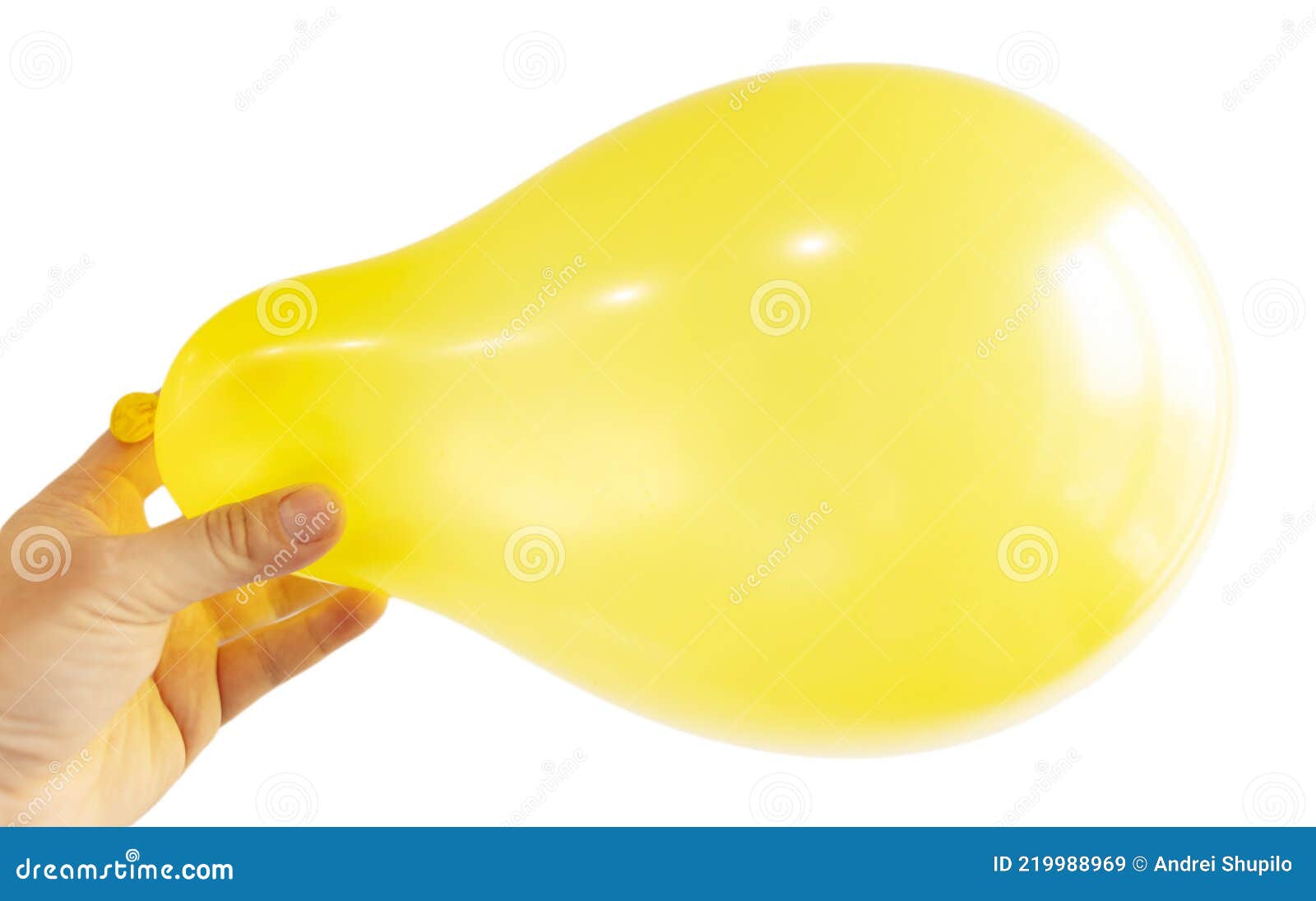 Inflated Yellow Balloon in Hand Isolated on White Stock Image - Image ...