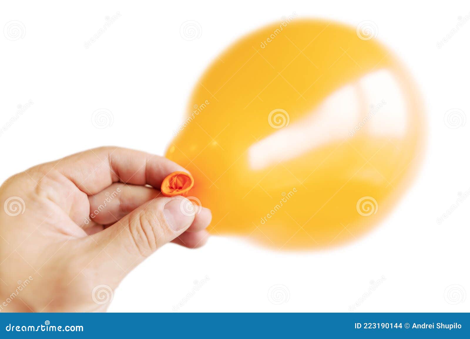Inflated Yellow Balloon in Hand Isolated on White Stock Photo - Image ...