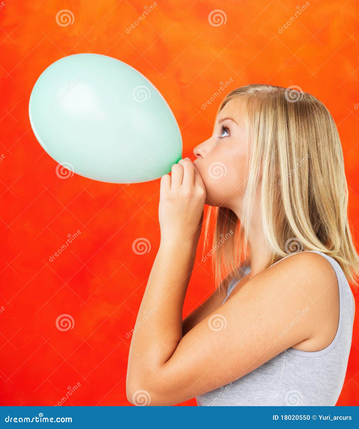 Inflating air balloon stock photo. Image of hand, background - 18020550