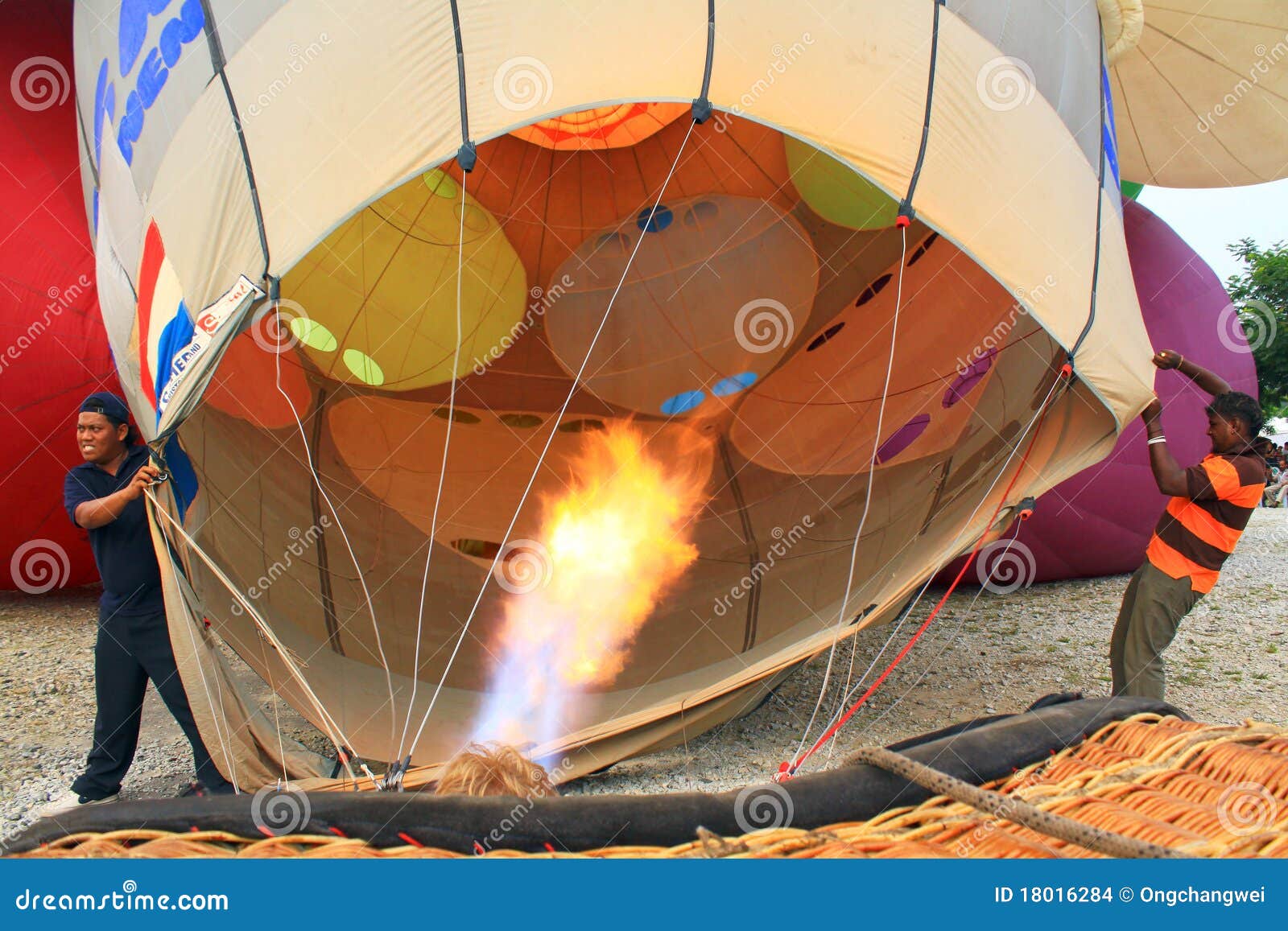 Inflating Hot Air Balloon editorial stock image. Image of outdoor ...