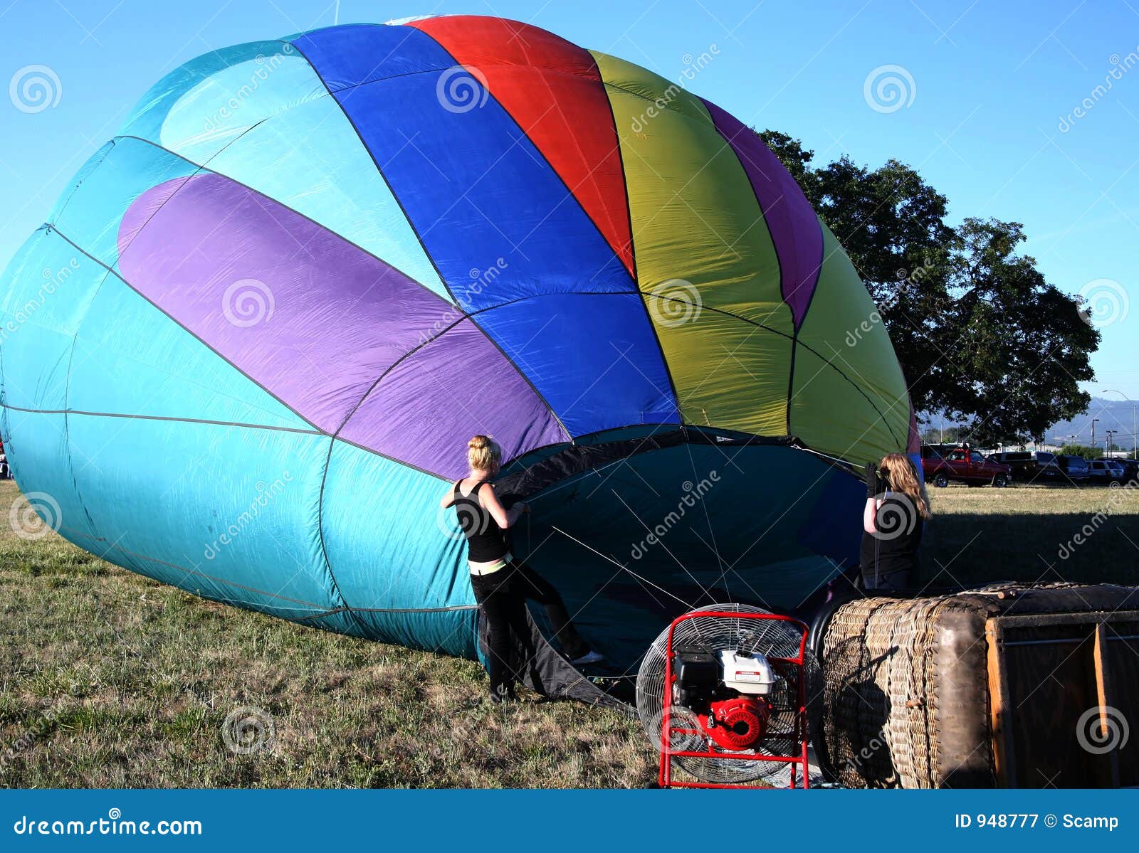 Inflating Hot Air Balloon stock image. Image of inflating - 948777