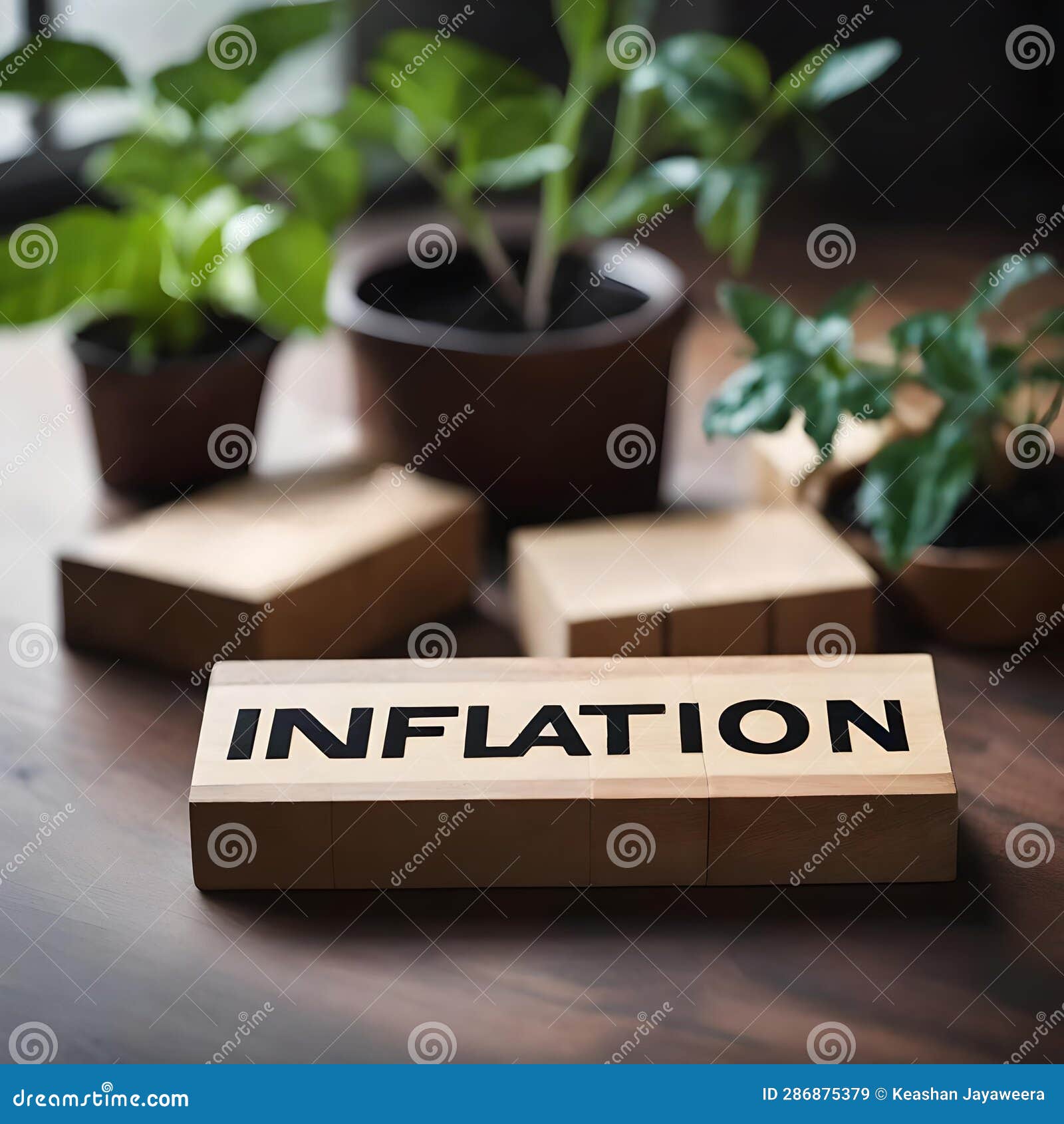 Inflation Spelled Out on a Wooden Block Stock Illustration ...