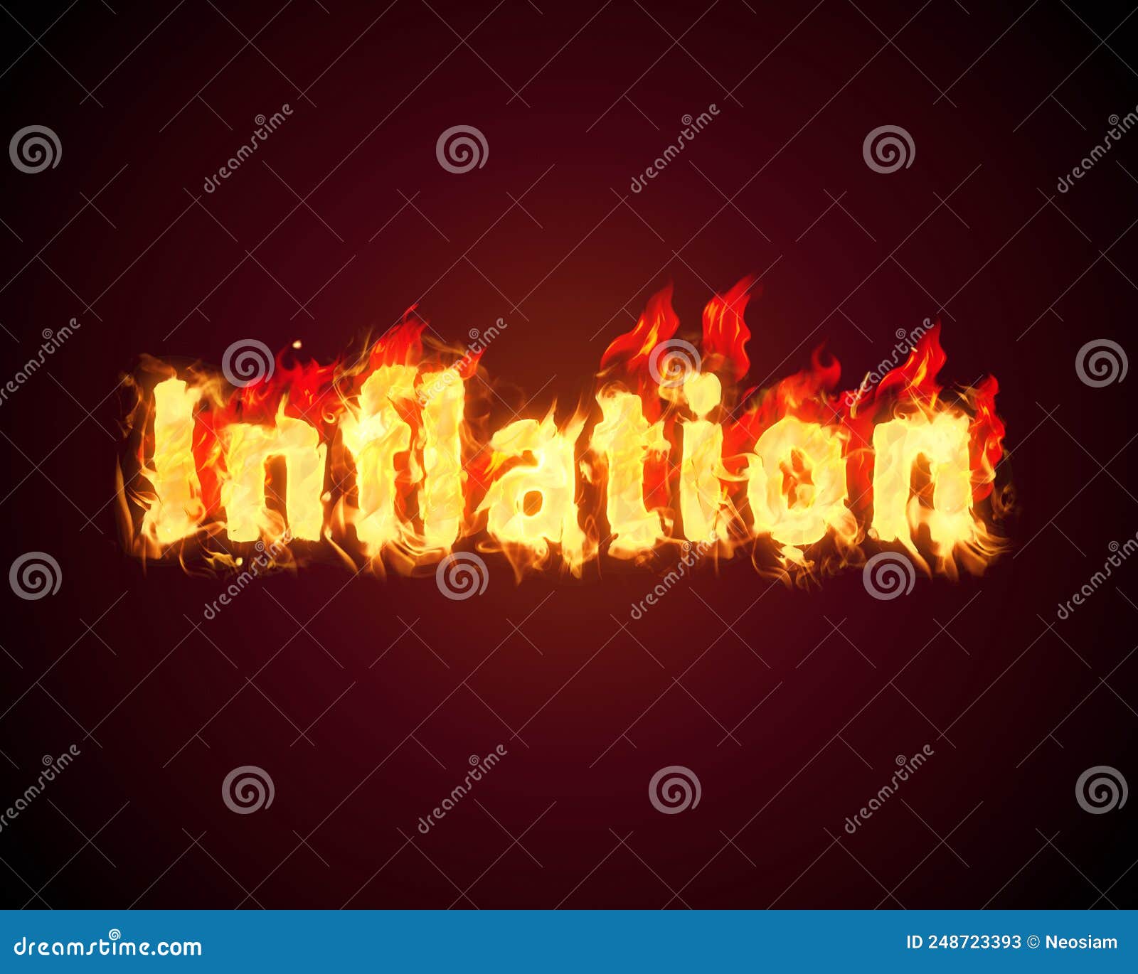 Inflation in Bright Fire Against the Background Stock Illustration ...