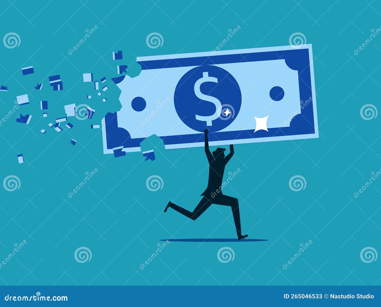 Inflation. Businessman Holding Banknotes with Depreciating Value Stock ...