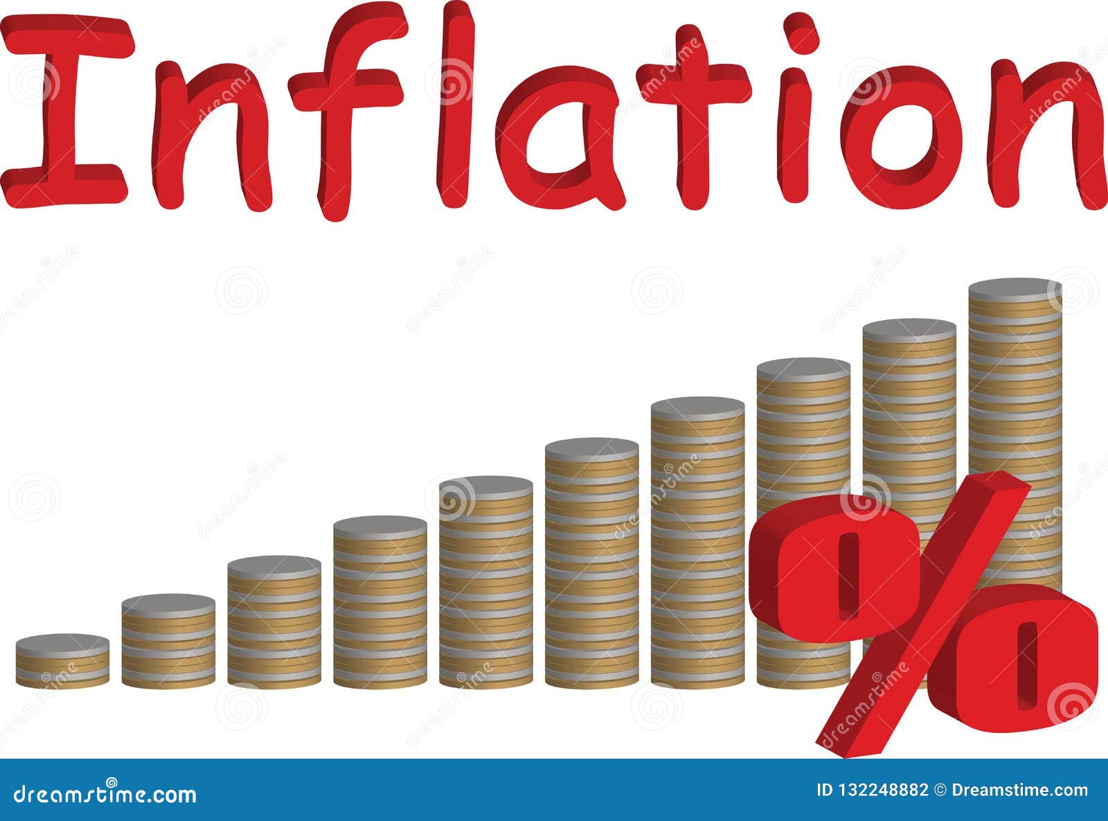 Inflation stock vector. Illustration of currency, coin - 132248882