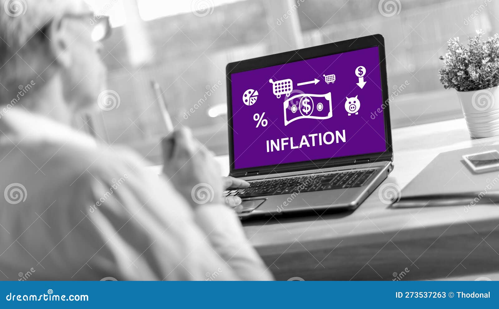 Inflation Concept on a Laptop Screen Stock Image - Image of business ...