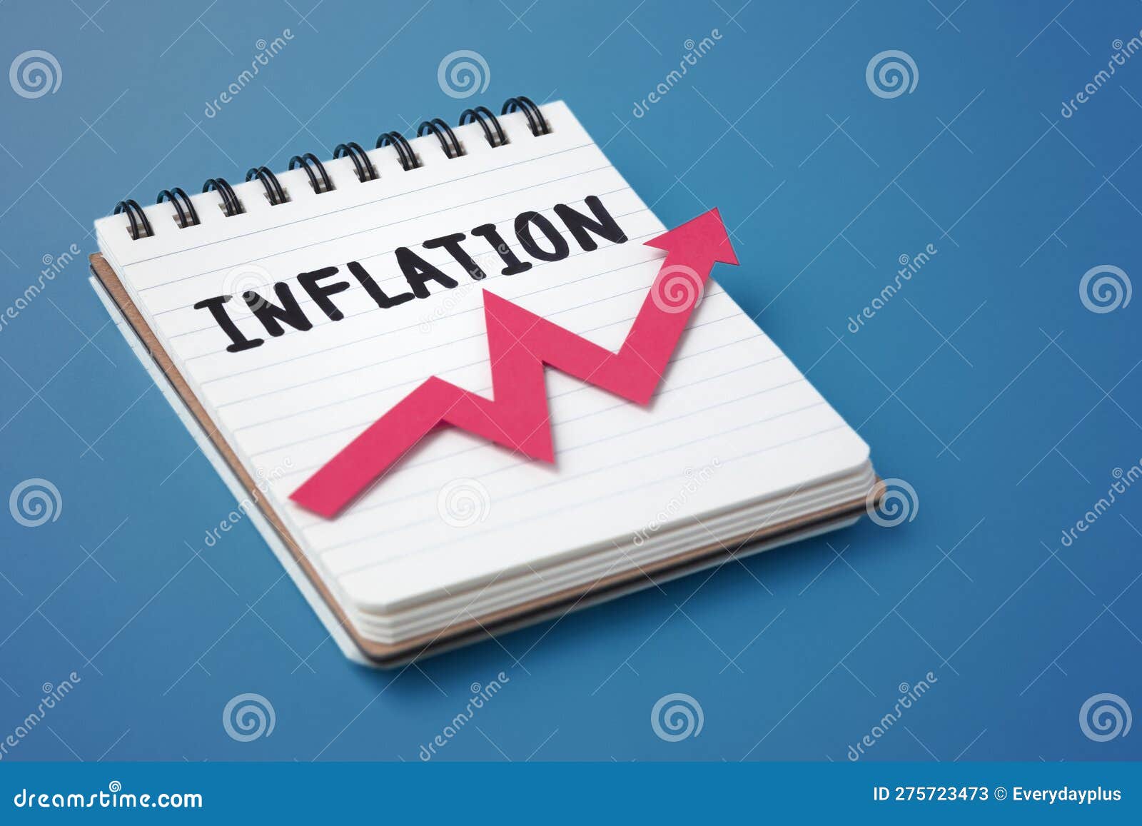 Inflation Concept with Notebook and Red Rising Graph Stock Image ...
