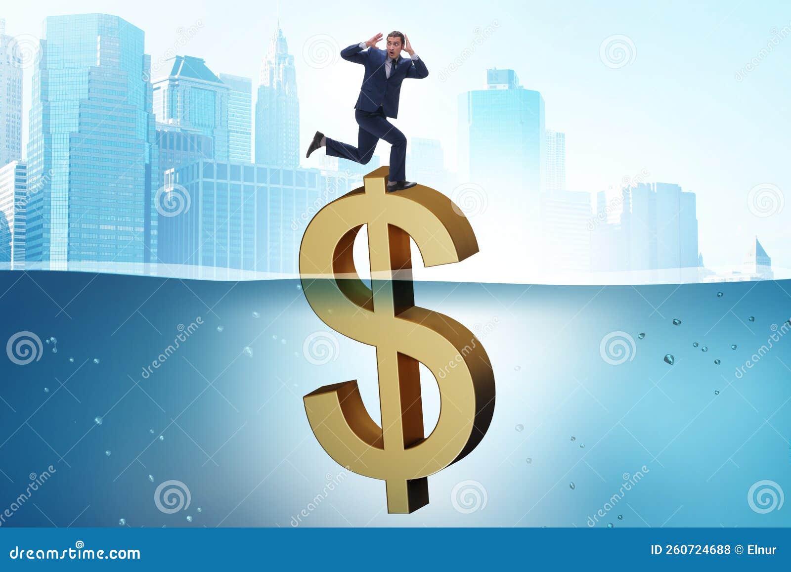Inflation Concept with Sinking Dollar Sign Stock Photo - Image of help ...