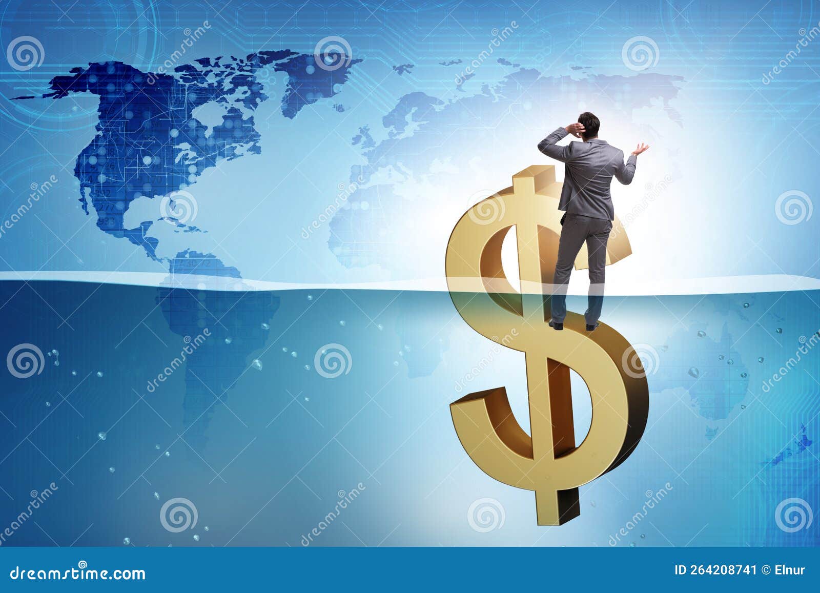 Inflation Concept with Sinking Dollar Sign Stock Image - Image of ...