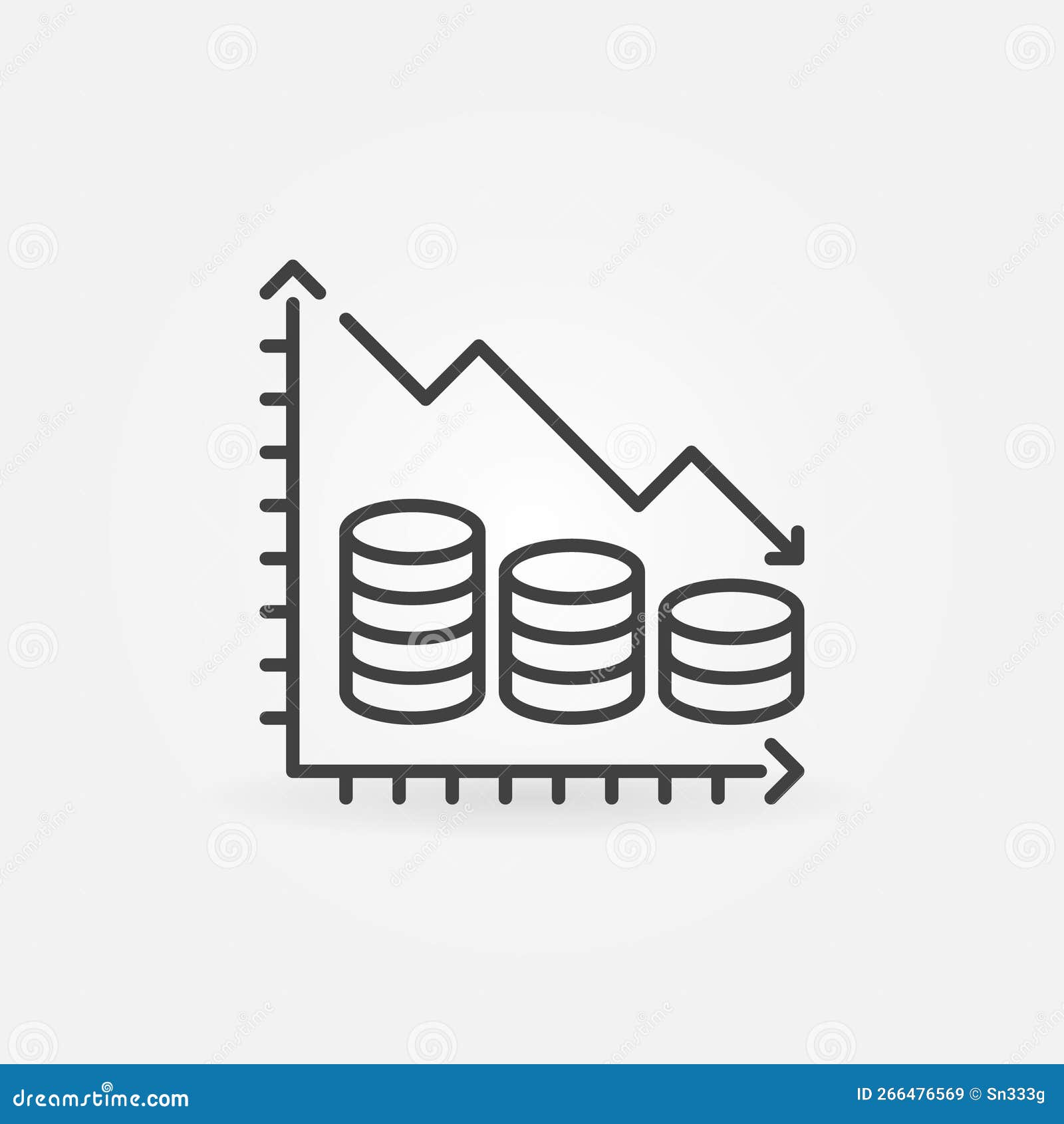 Inflation Graph with Coins Vector Concept Linear Icon Stock ...