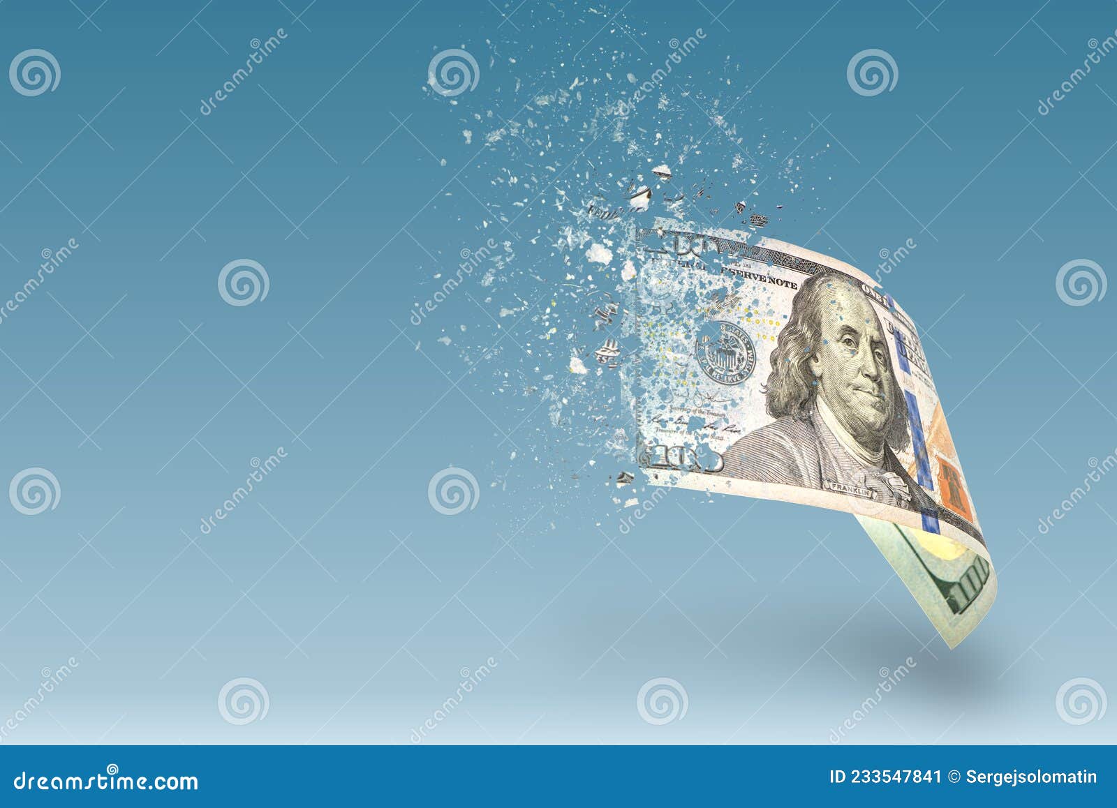 Inflation, Hyperinflation, Dollar Stagflation. One Hundred Dollar Bill ...