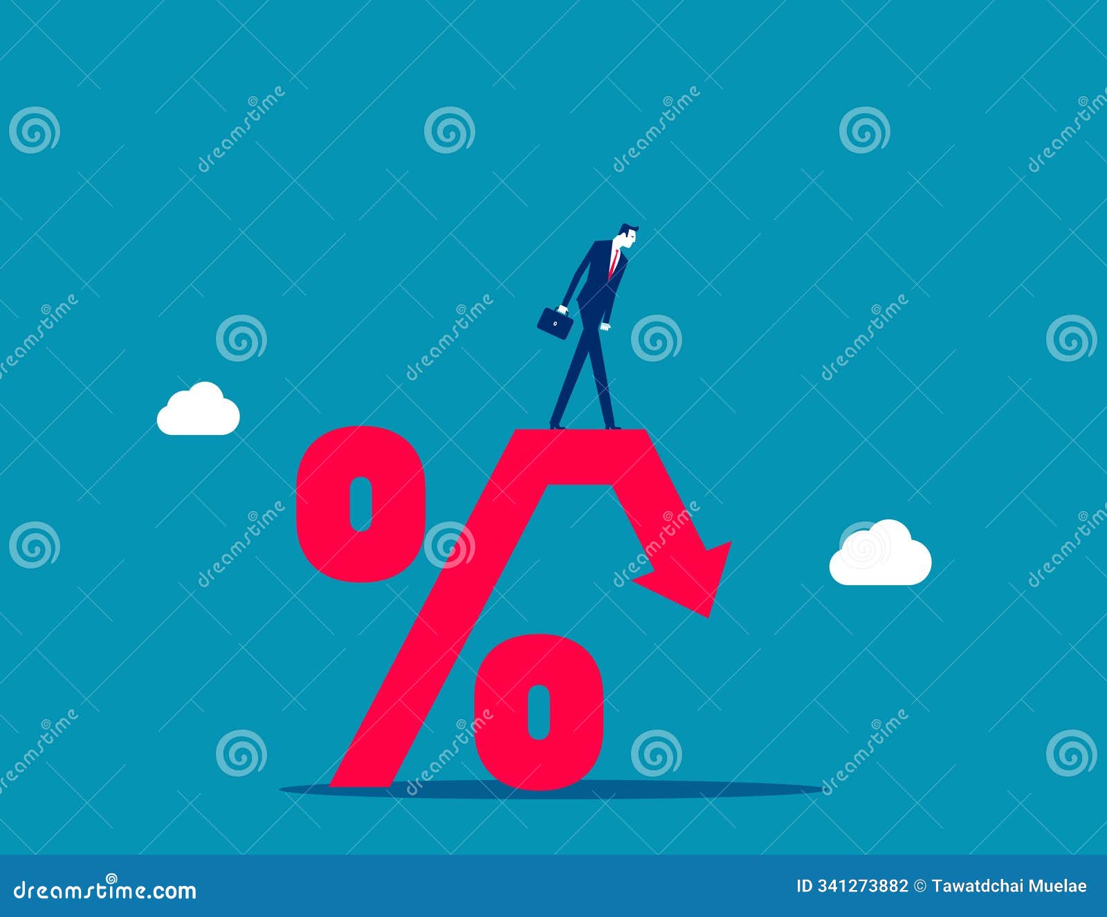 Inflation or Interest Rate Falling Down, Decrease or Reduction, Profit Fall in Economic ...