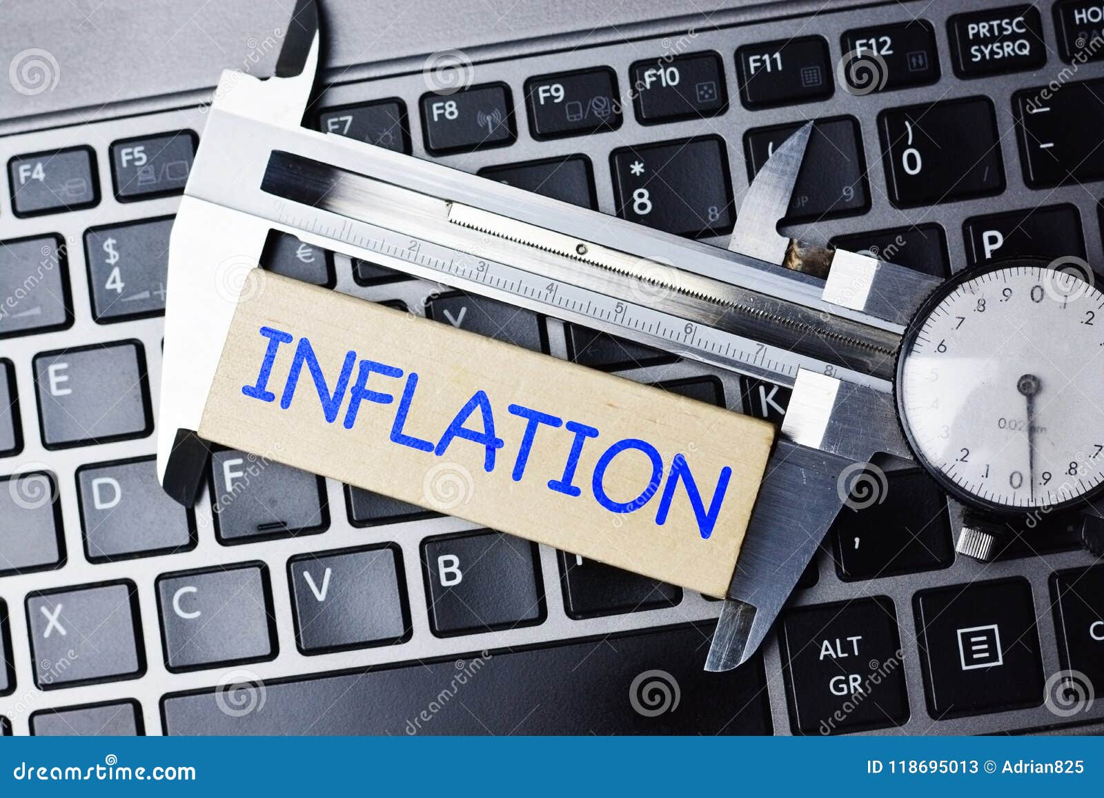 Inflation Measurement Concept with Calliper Tool on Computer Keyboard ...