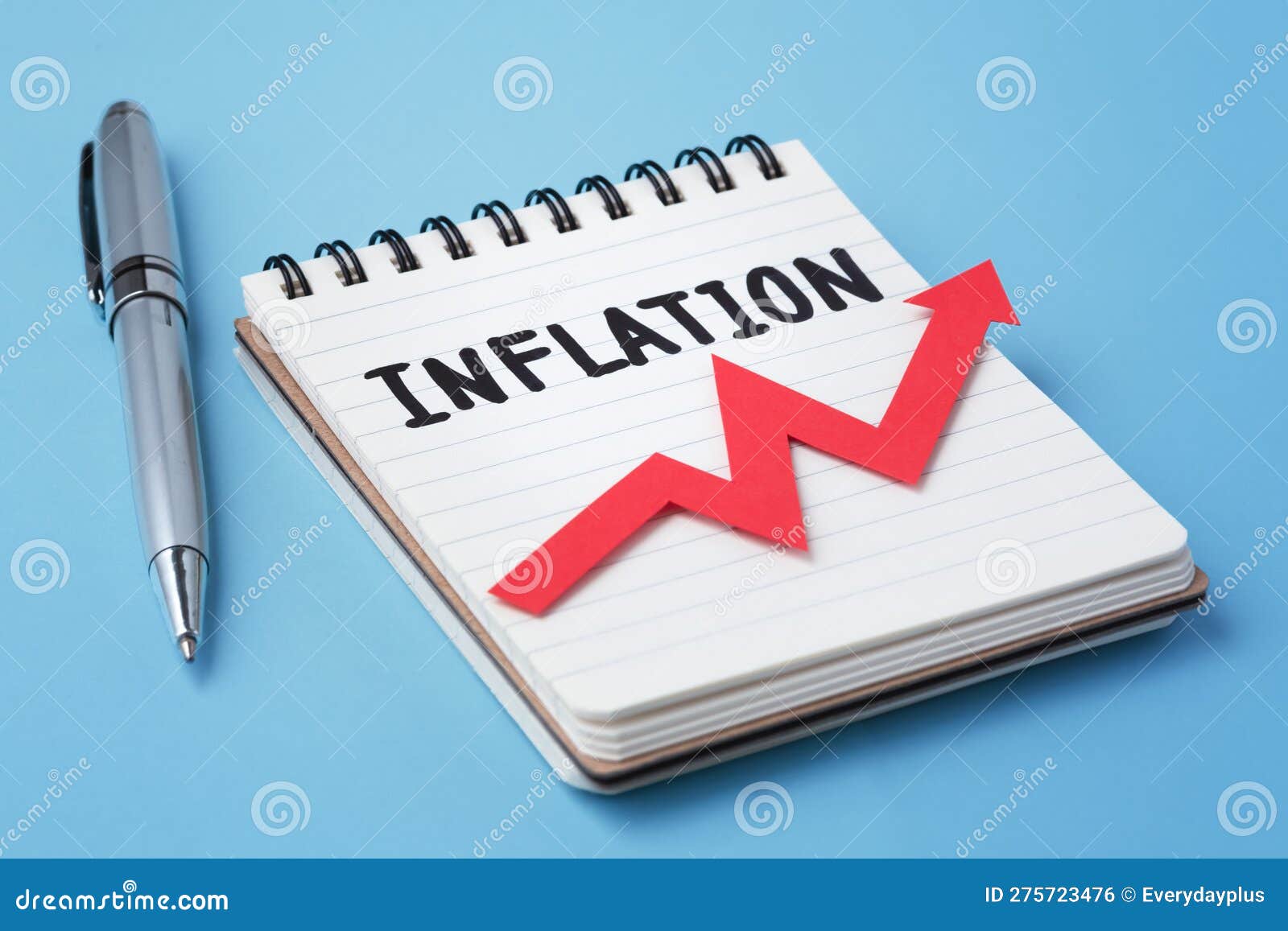 Inflation Rate Rising Concept, Inflation Word on Notebook and Red Graph ...