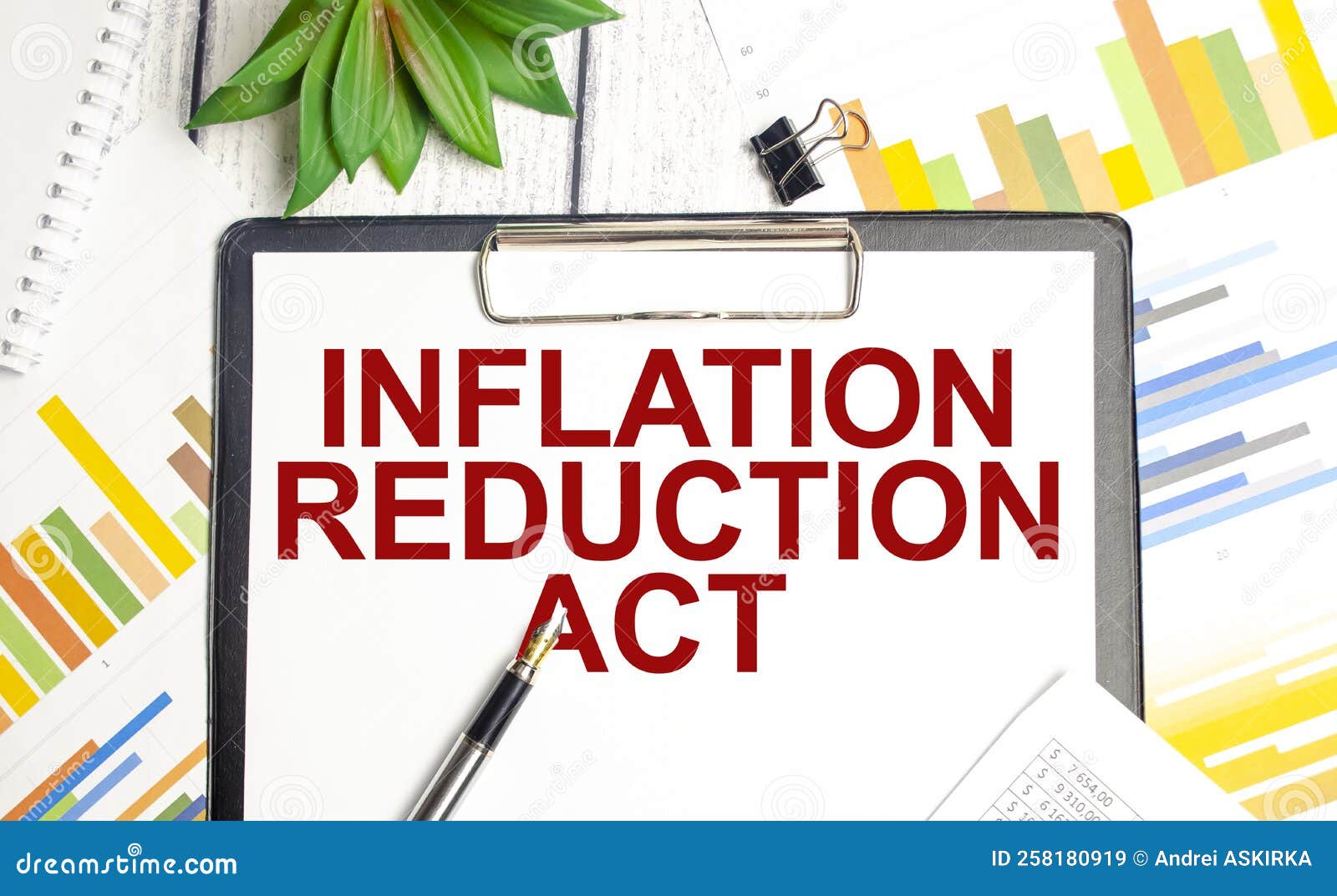 INFLATION REDUCTION ACT Words on Paper Folder and Charts Stock Image ...