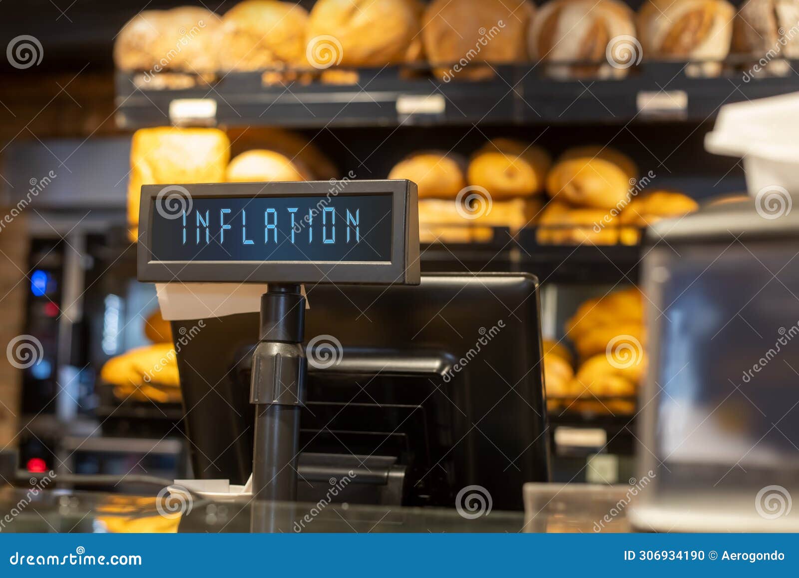 Inflation Sign at Bakery Cash Register Stock Photo - Image of sign ...