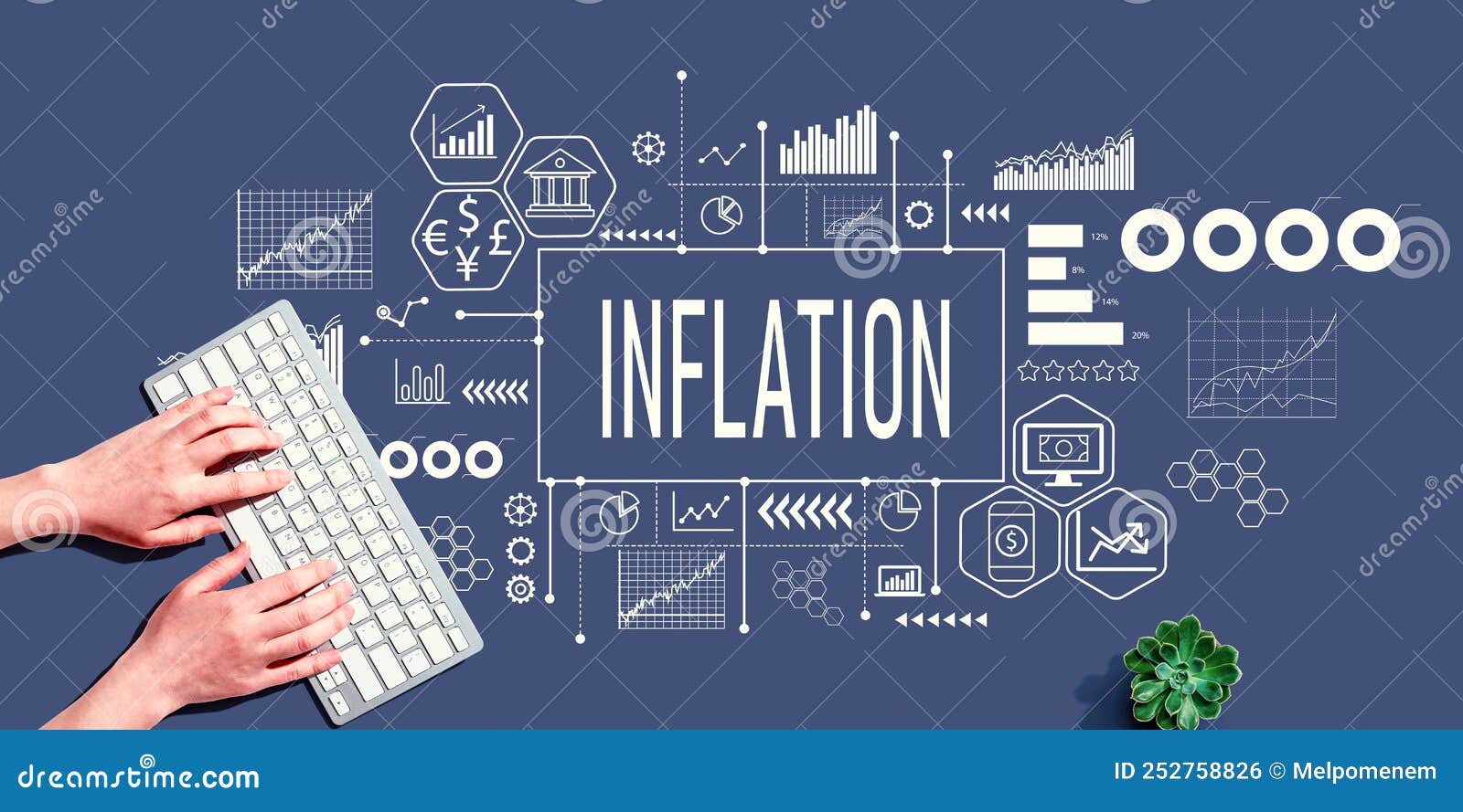 Inflation Theme with Person Using Pc Keyboard Stock Illustration ...