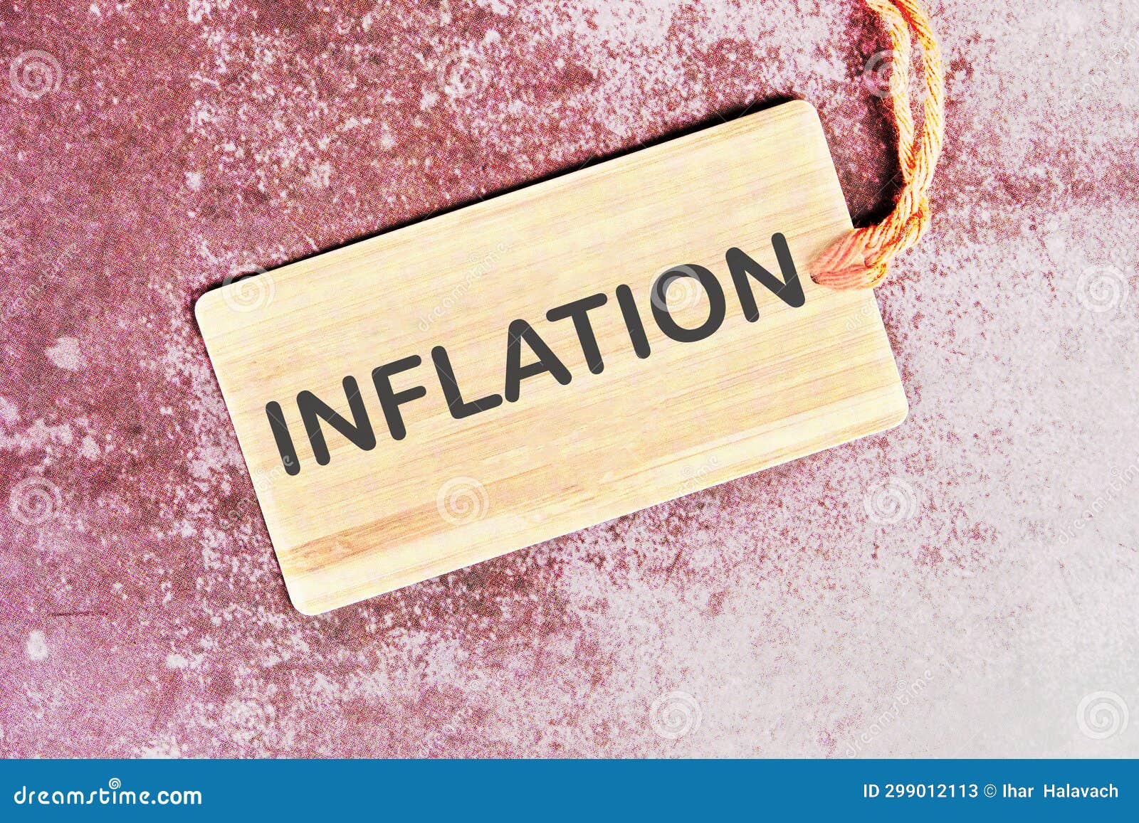 Inflation Word Written on a Card with a Rope on an Abstract Background ...