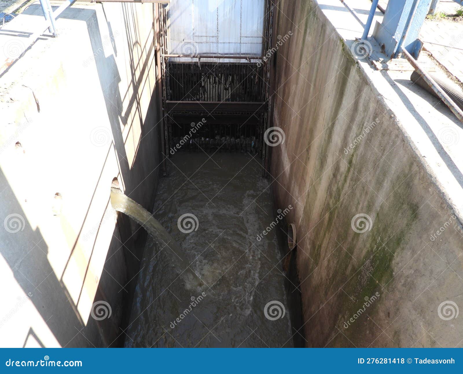 Inflow of Wastewater on the Coarse Screen 1 Stock Photo - Image of area ...