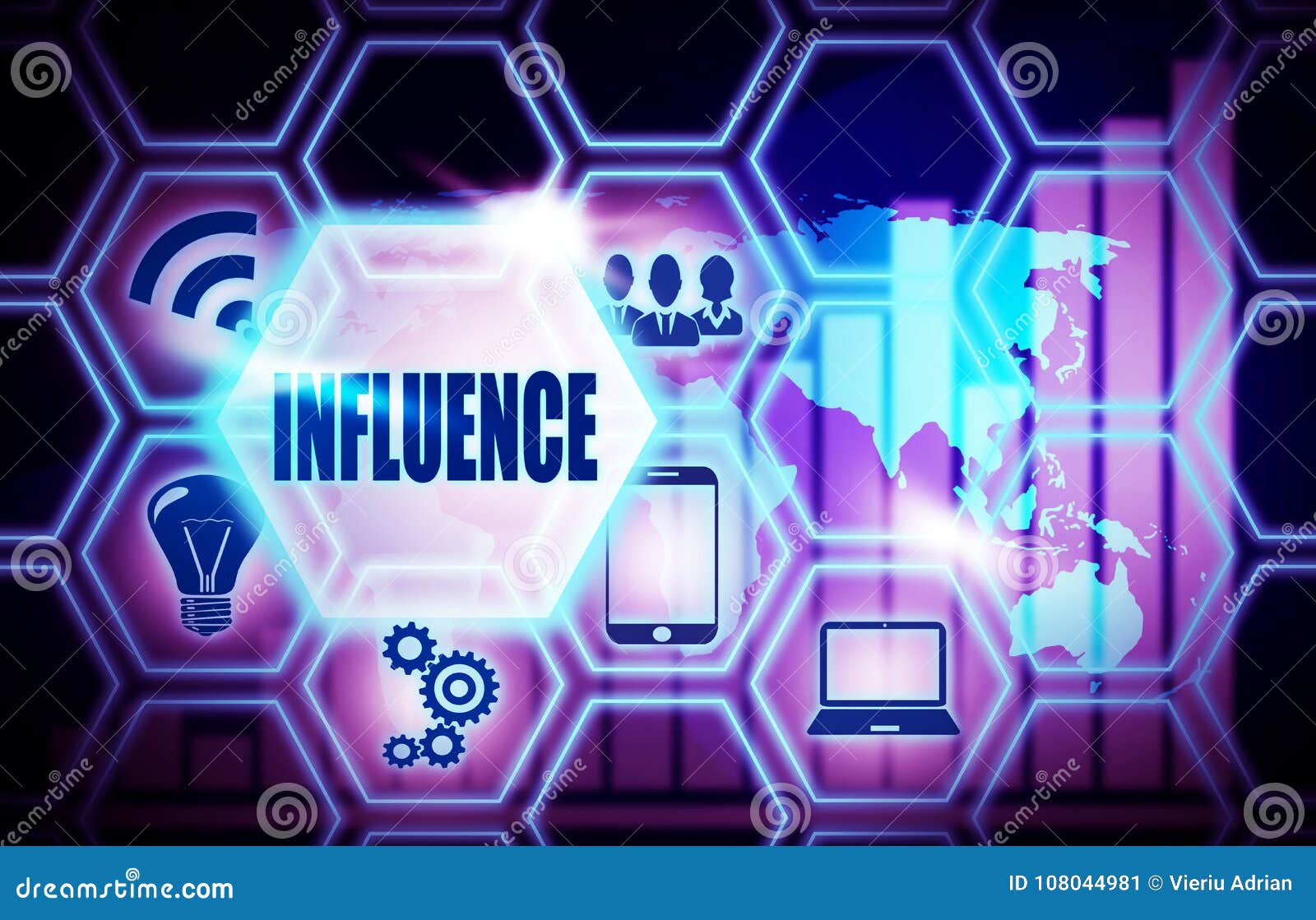 Influence Blue Background Model Concept Stock Illustration ...