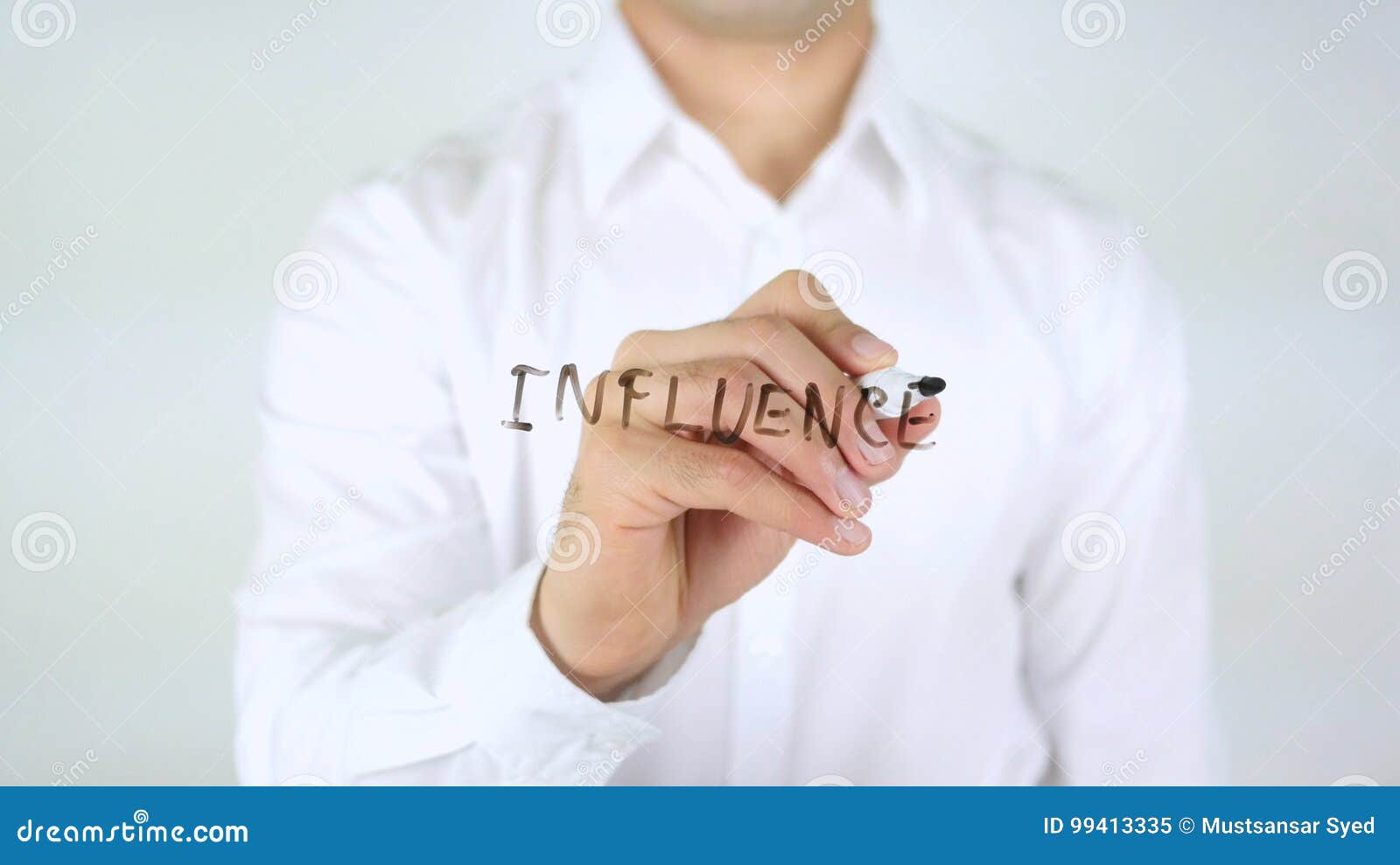 Influence, Man Writing on Glass Stock Image - Image of screen, motion ...