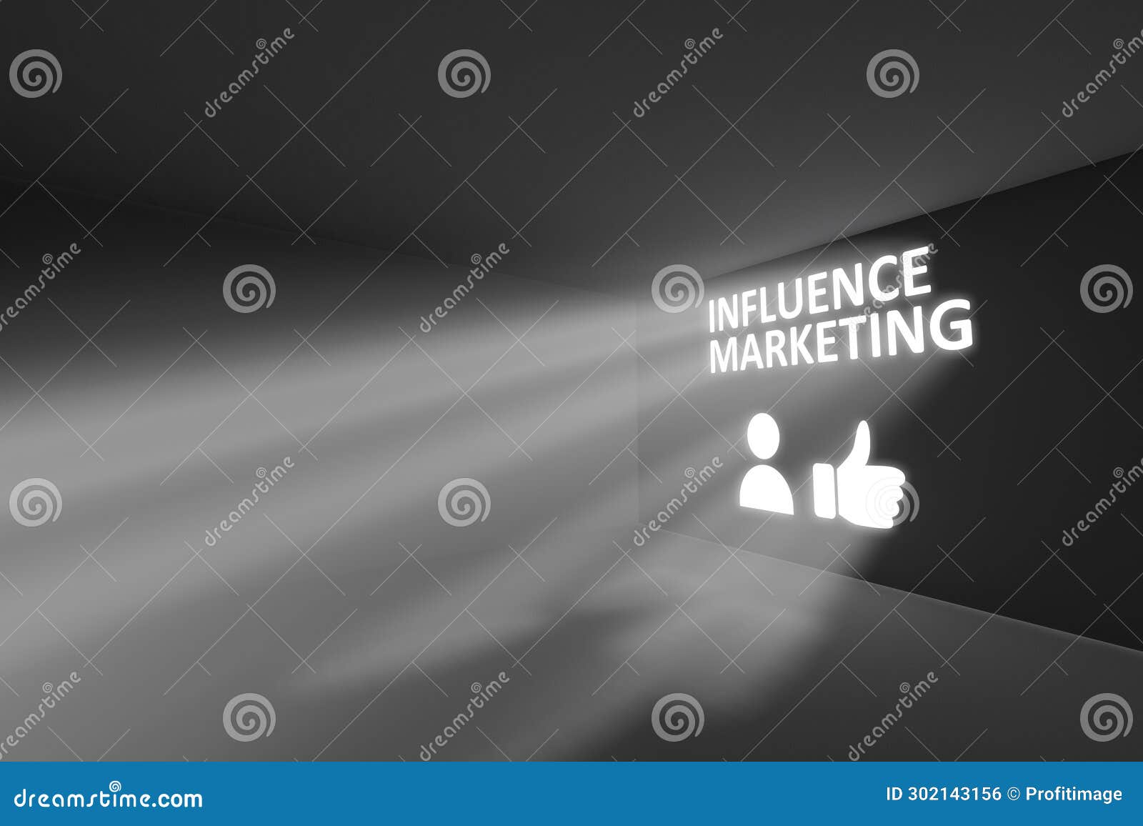 INFLUENCE MARKETING Rays Volume Light Concept 3d Stock Illustration ...