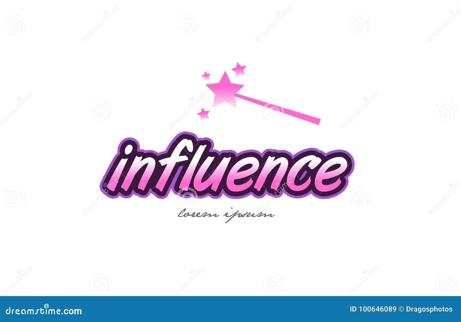 Influence Word Text With Handwritten Rainbow Vibrant Colors And ...