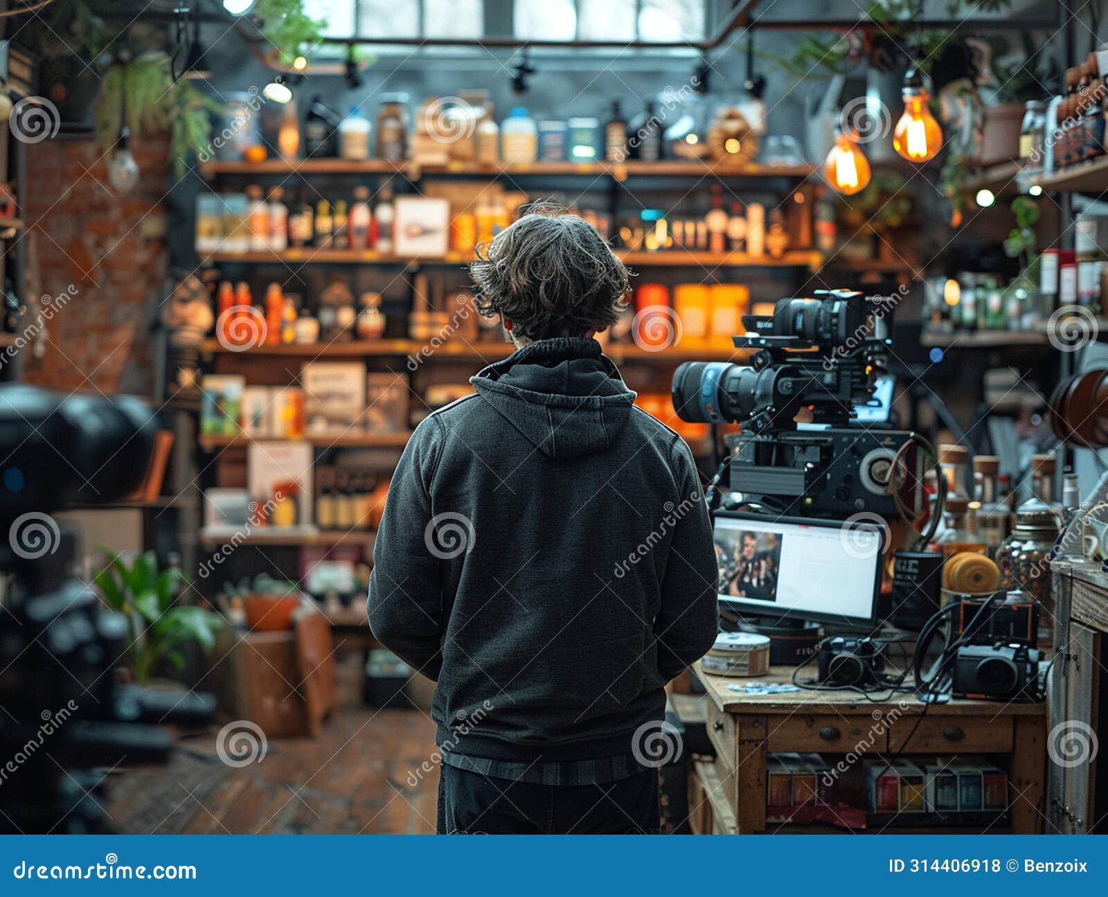 Influencer Collaborating with Brands in a Blurred Studio Setting the ...