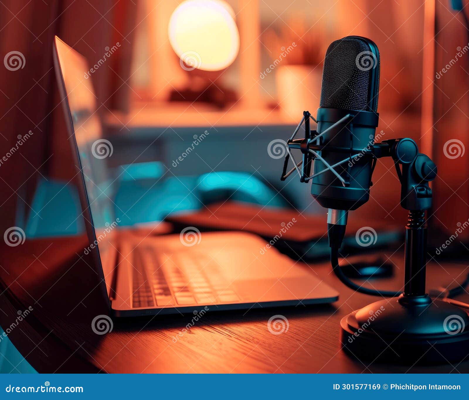 Influencer or Content Creator Recording a Video Podcast or YouTube ...