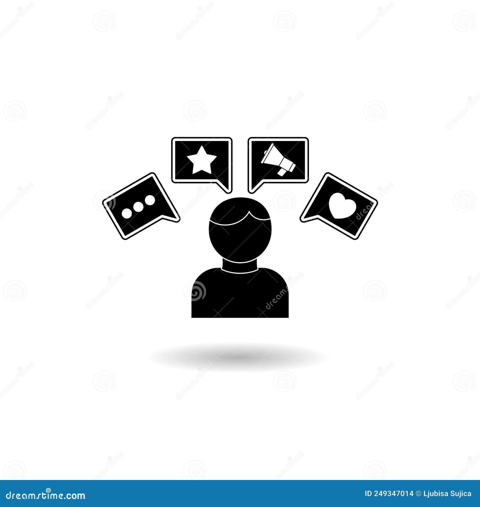 Influencer Glyph Logo with Shadow Stock Vector - Illustration of logo ...