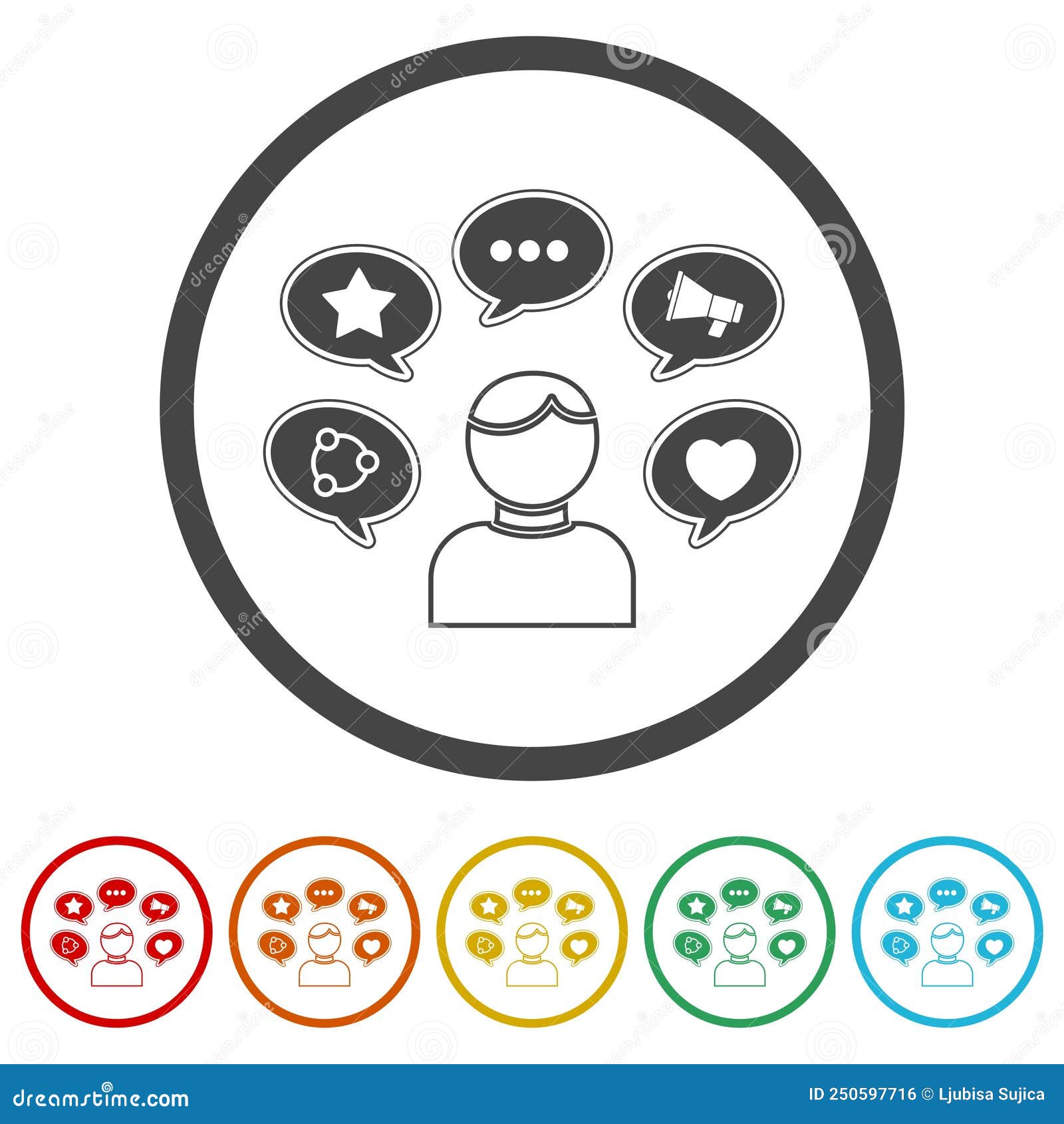 Influencer Icons in Color Circle Buttons Stock Vector - Illustration of ...
