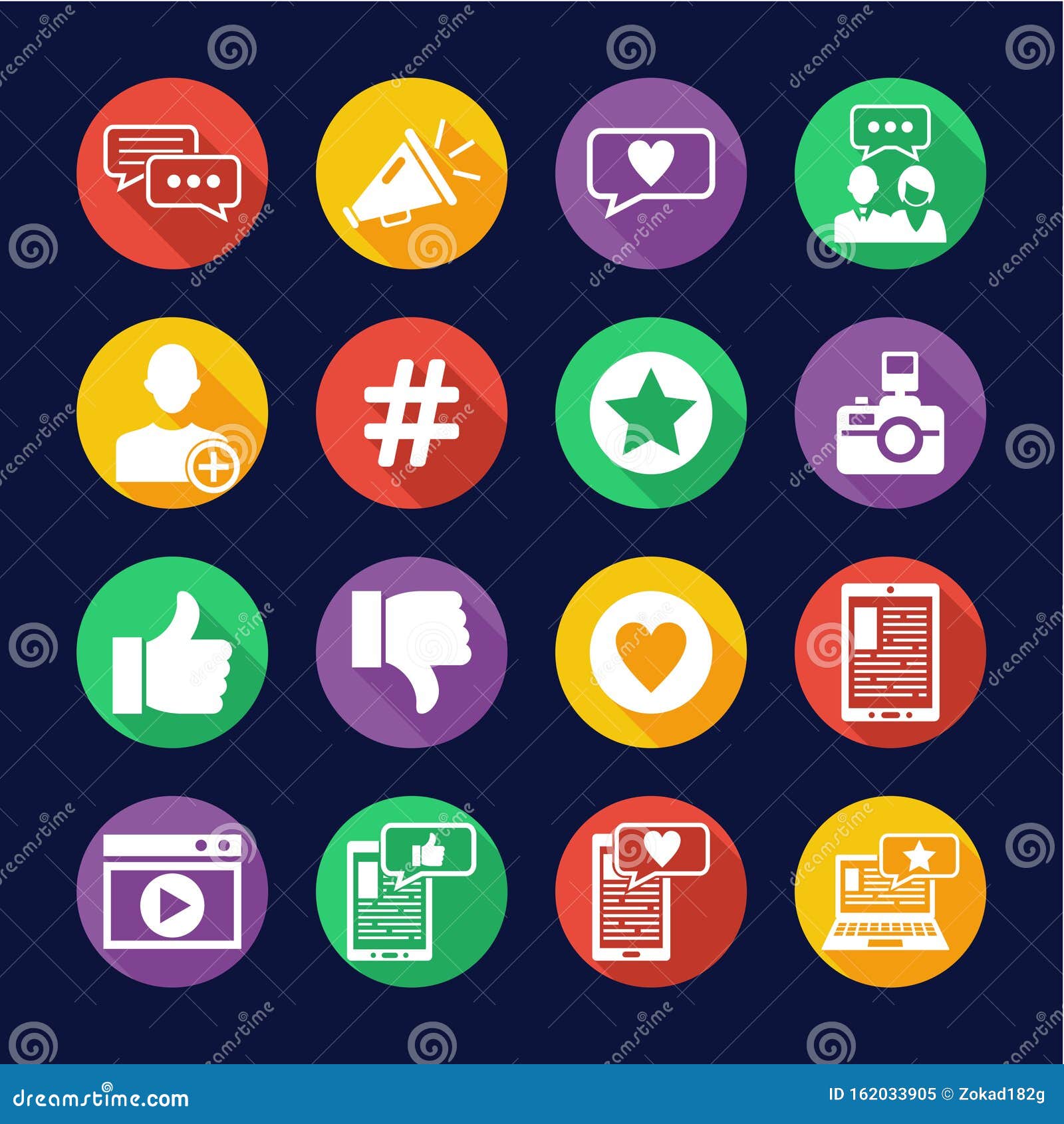 Influencer Icons Flat Design Circle Set Stock Vector - Illustration of ...