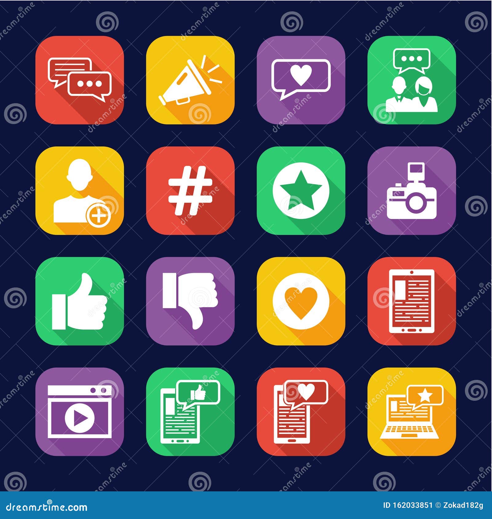 Influencer Icons Flat Design Set Stock Vector - Illustration of ...