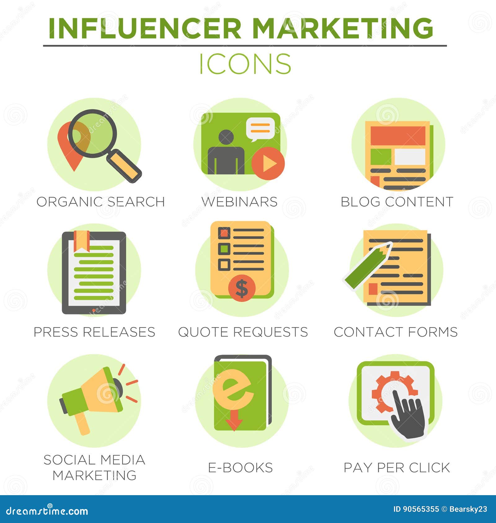 Influencer Marketing Line Icons Signs Set. Design Collection Of ...