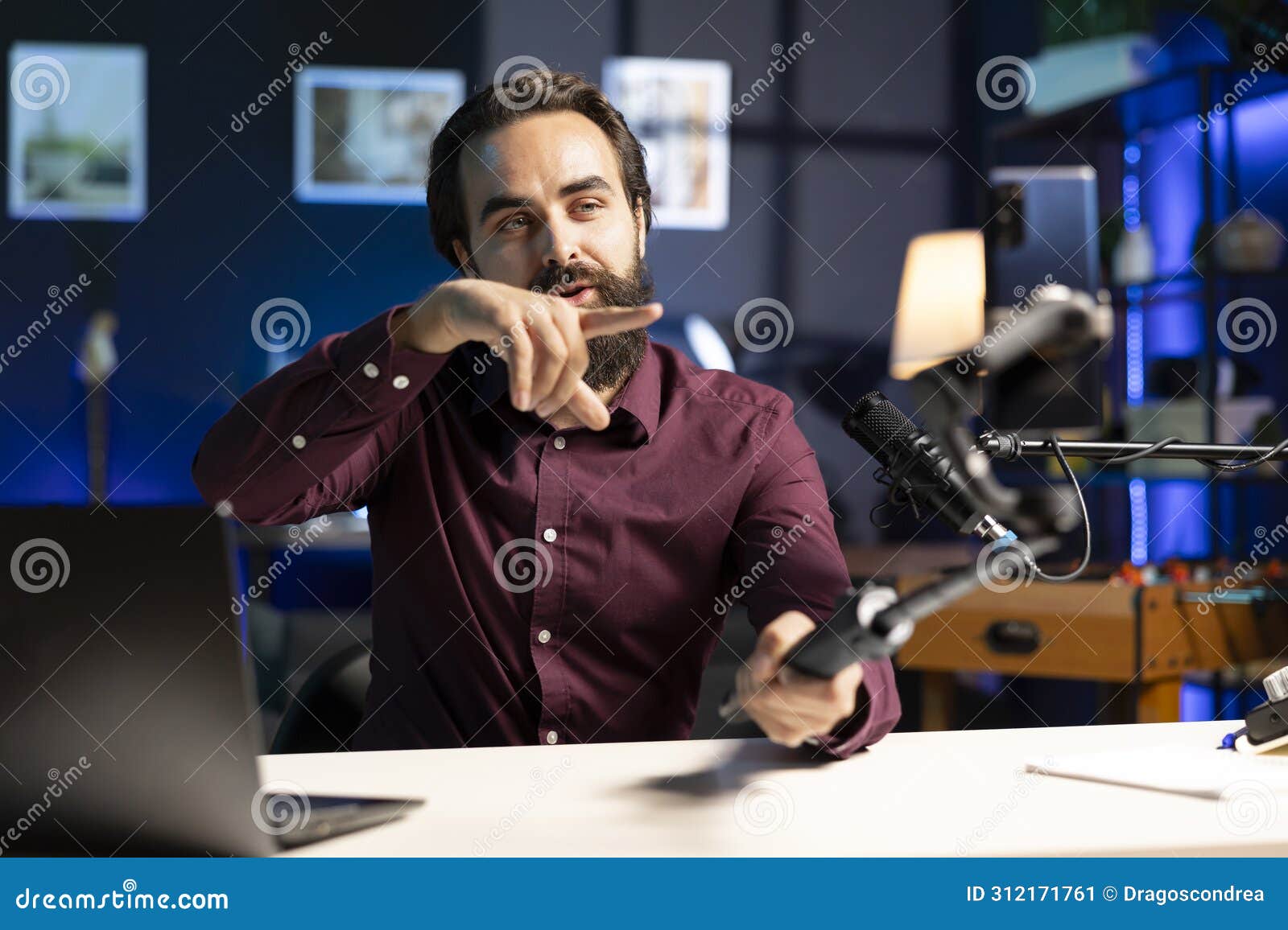 Influencer Pointing To Camera, Making Energetic Hand Movements while ...