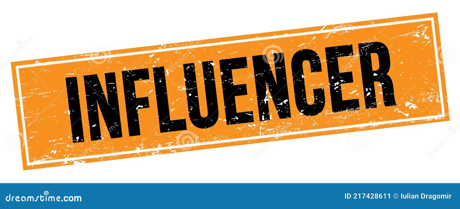 INFLUENCER Text on Black Orange Grungy Rectangle Stamp Stock ...