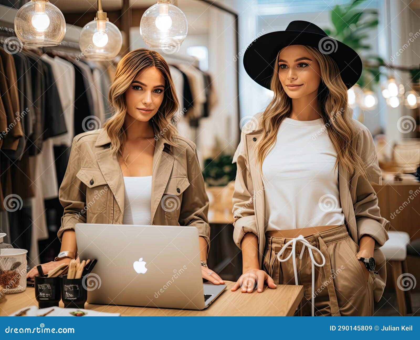 Influencers Creating Content in Bright Workspace Stock Illustration ...