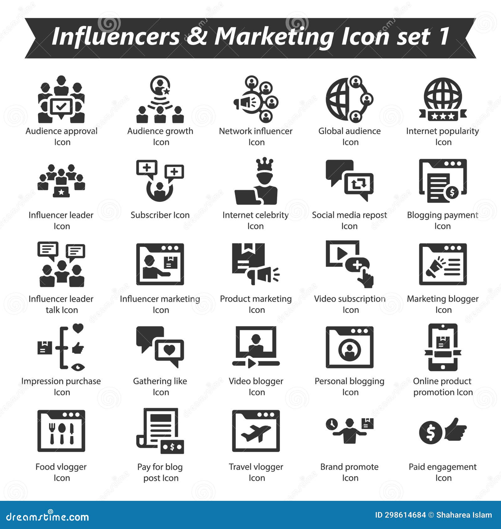 Influencers Marketing Icon Set 1 Stock Vector - Illustration of ...