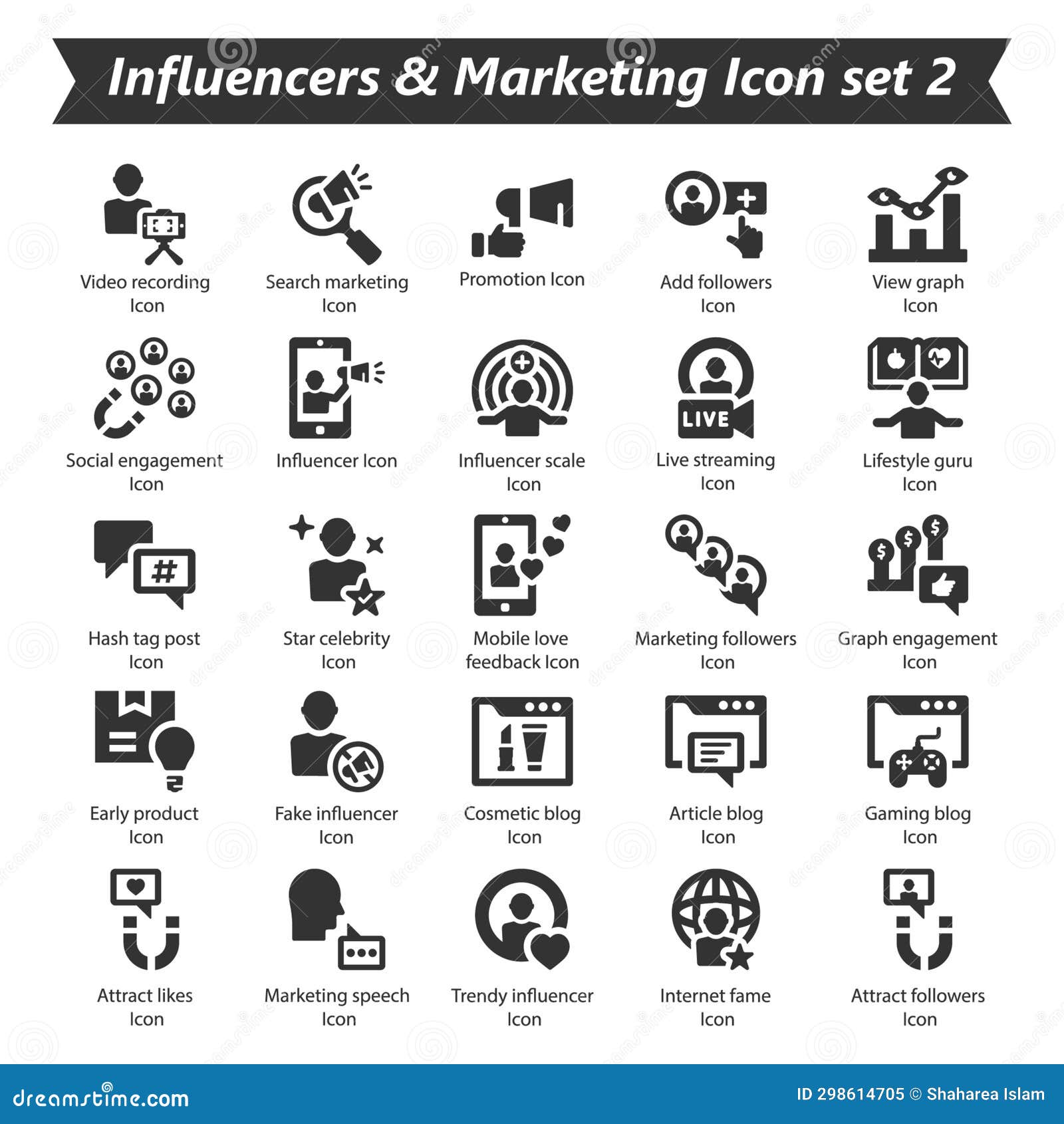 Influencers Marketing Icon Set 2 Stock Vector - Illustration of ...