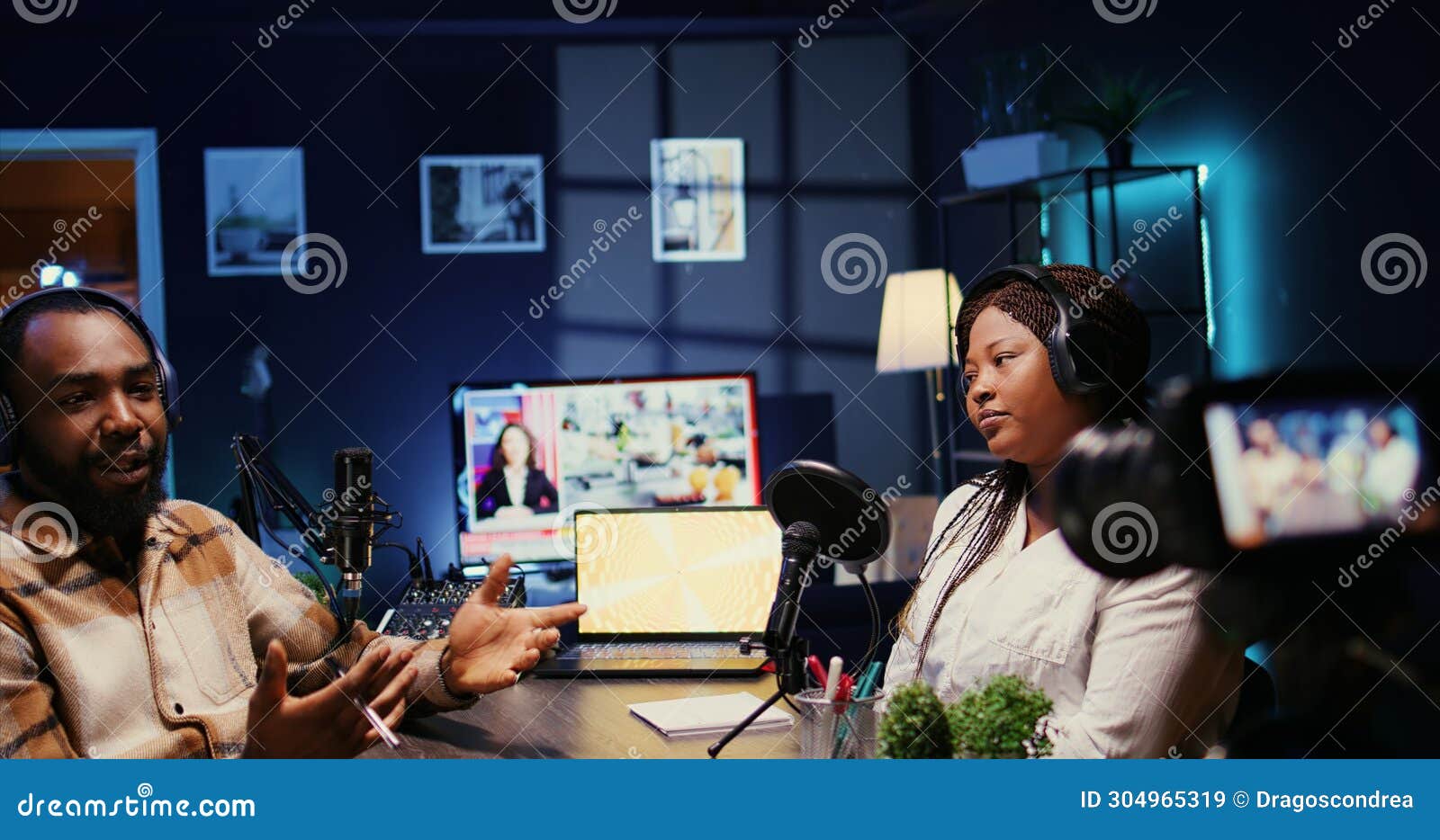 Influencers in Studio Using High Tech Camera for Internet Show ...