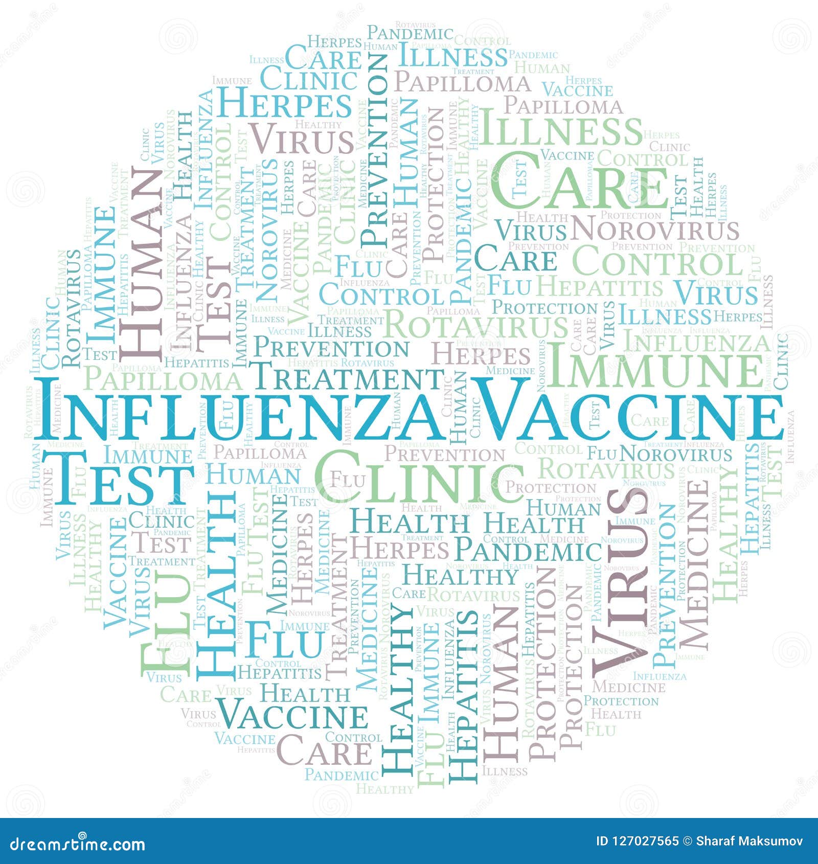 Influenza Vaccine Word Cloud, Made with Text only. Stock Illustration ...